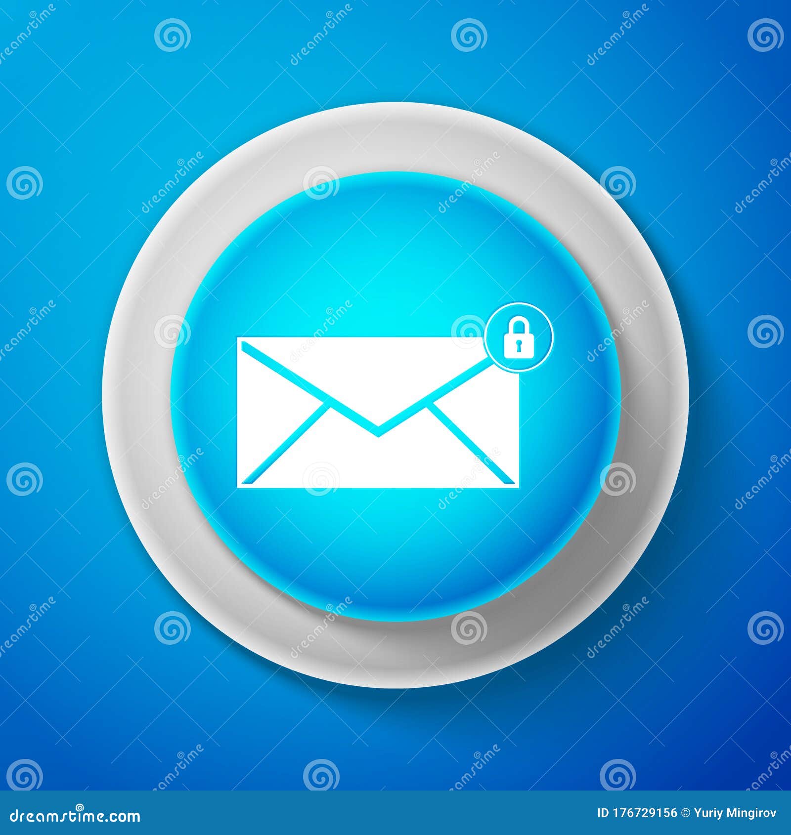 White Email Message Lock Password Icon Isolated on Blue Background ...