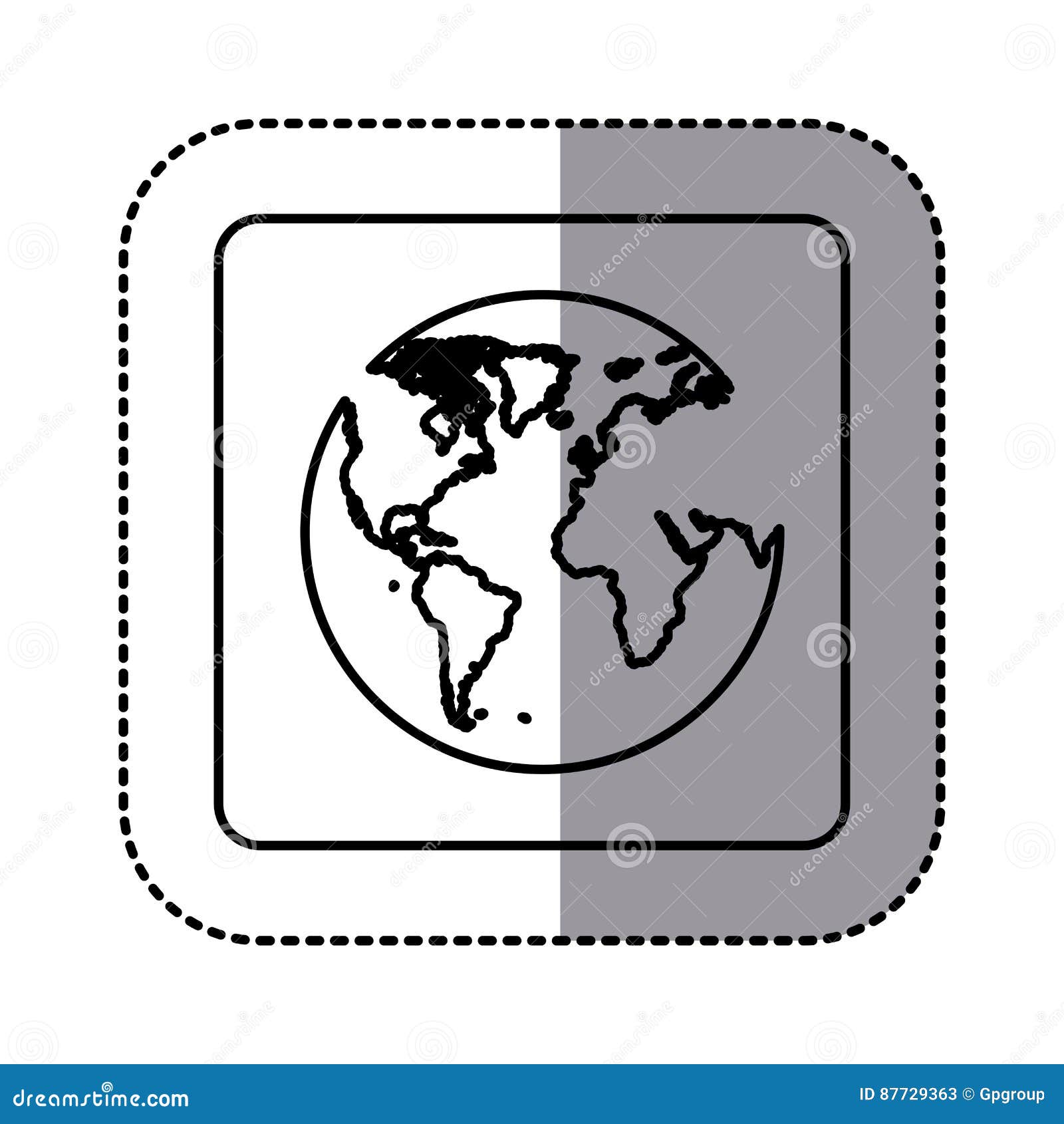 White Emblem Earth Planet Icon Stock Illustration - Illustration of ...