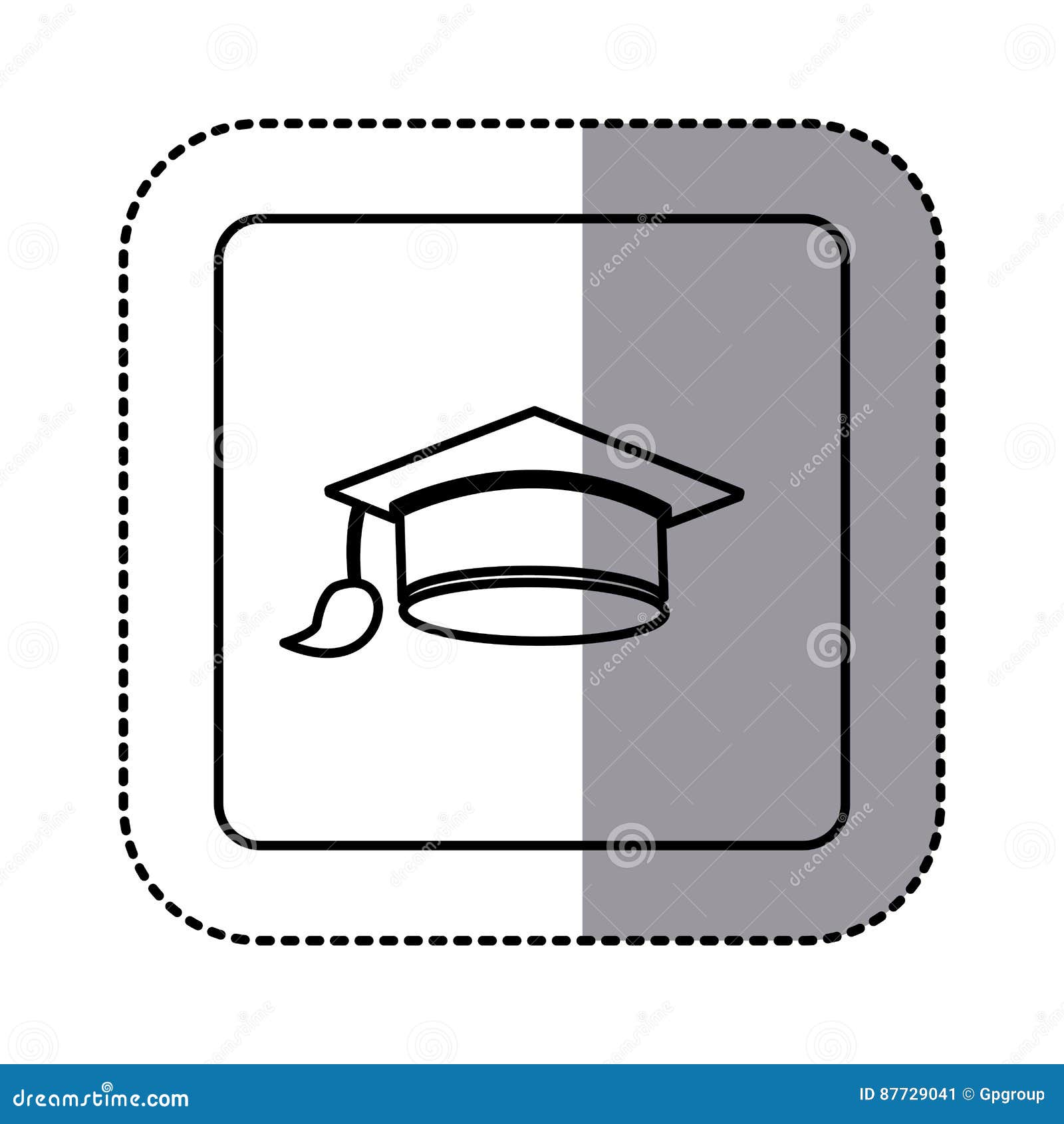 White Emblem Graduation Hat Icon Stock Illustration - Illustration of ...