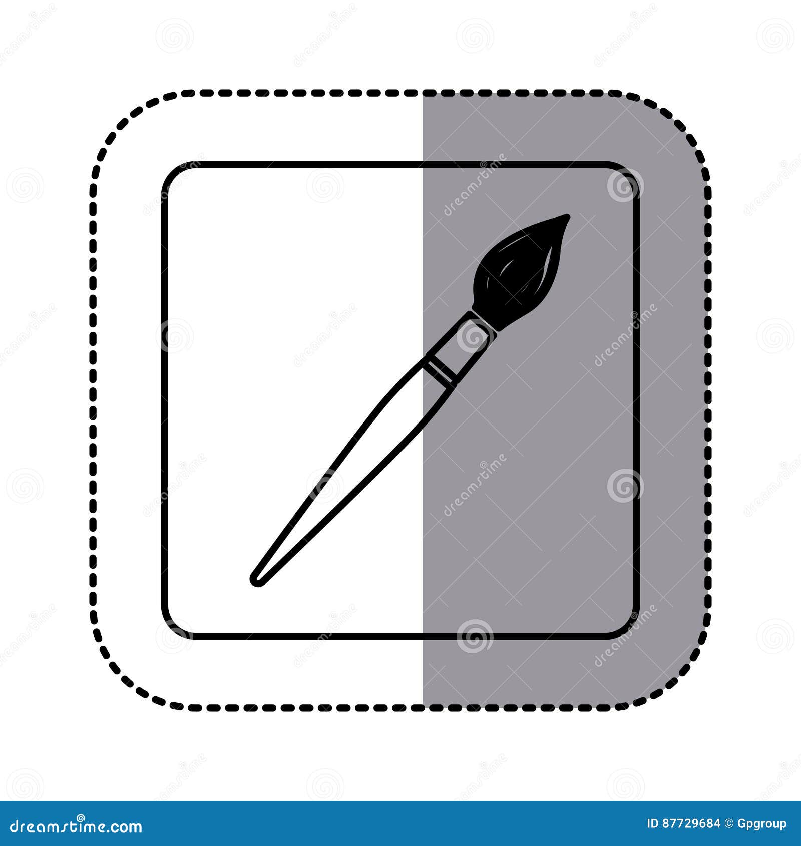 White Emblem Paint Brush Icon Stock Illustration - Illustration of ...