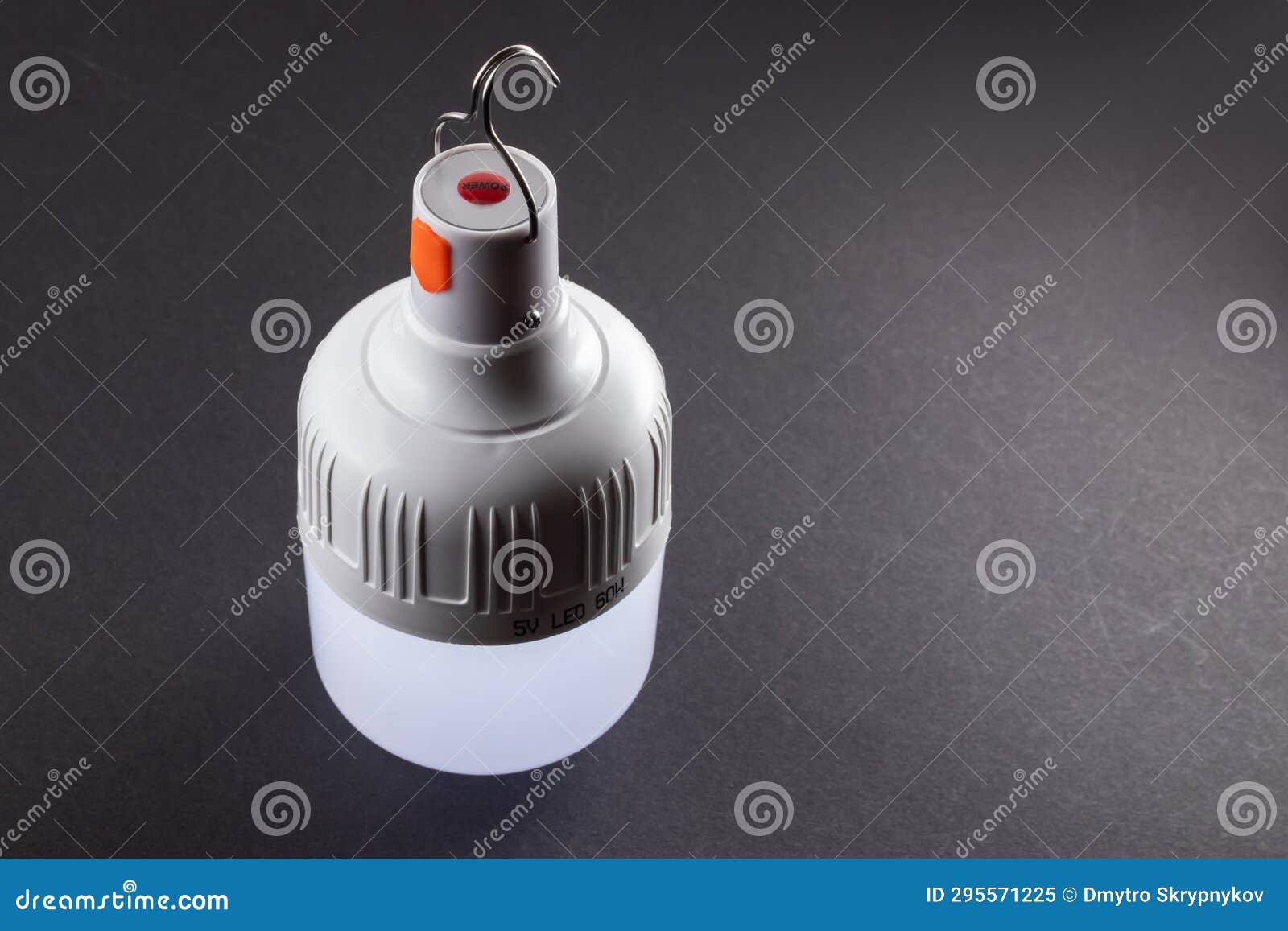 White Emergency Led Bulbs with Integrated Battery on Dark Stock Image ...