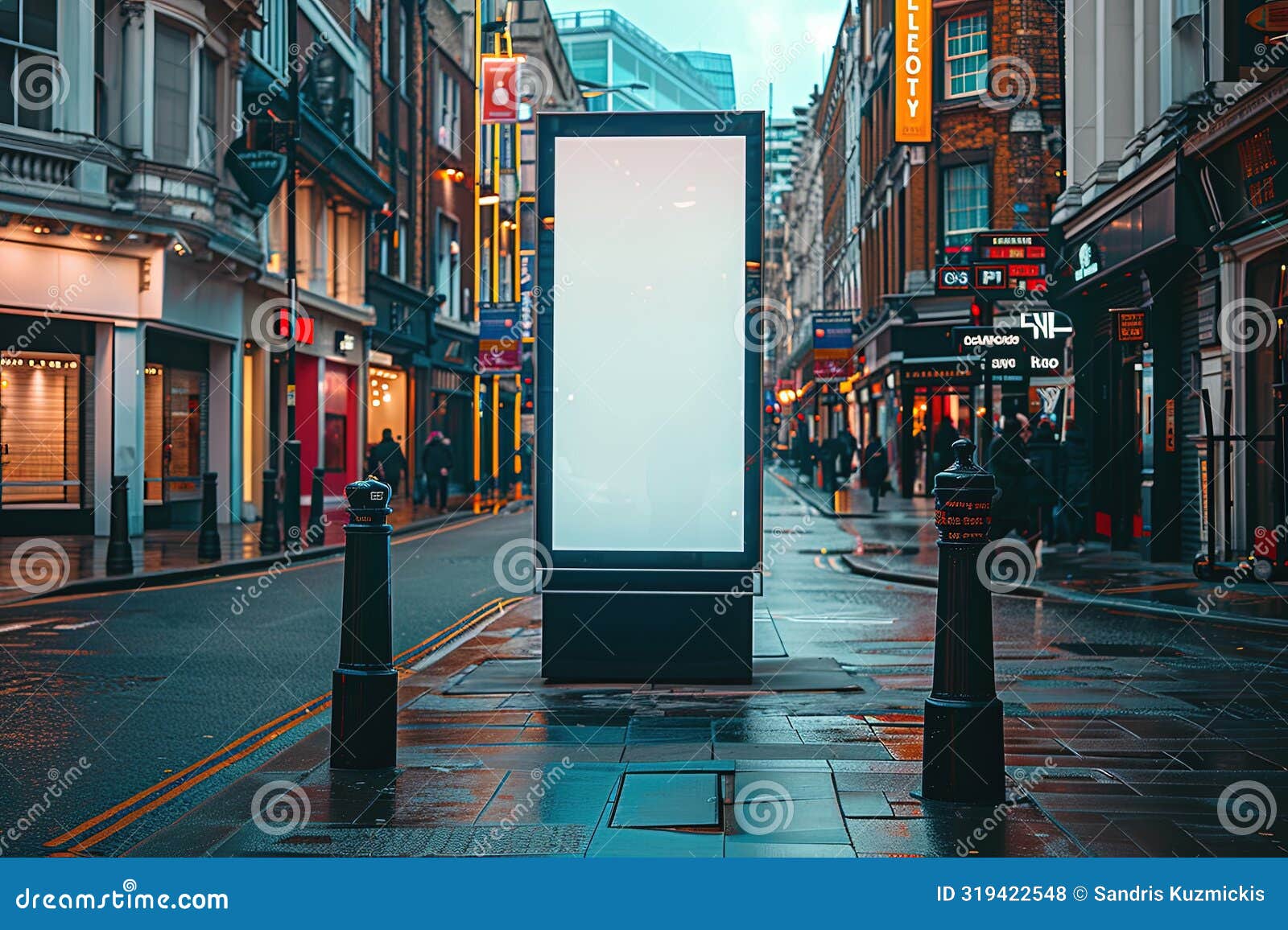 White Empty Advertising Board on Street. Generative AI. Stock ...