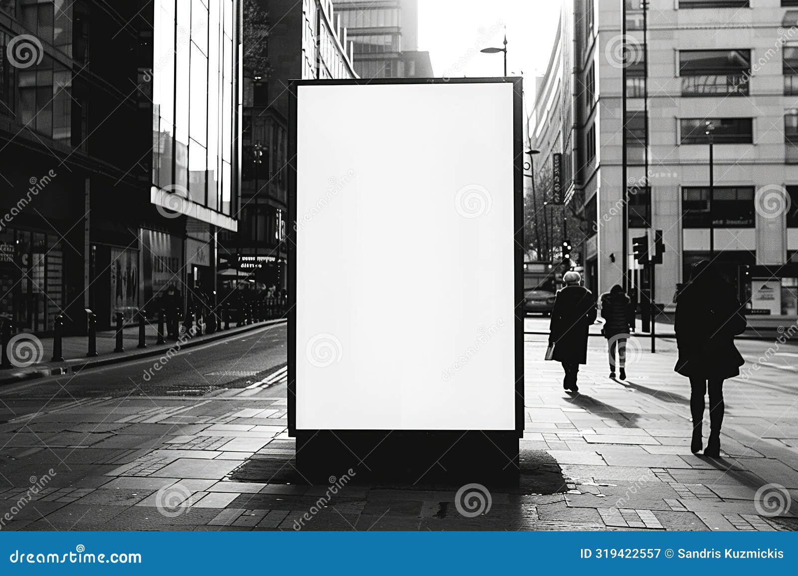 White Empty Advertising Board on Street. Generative AI. Stock ...