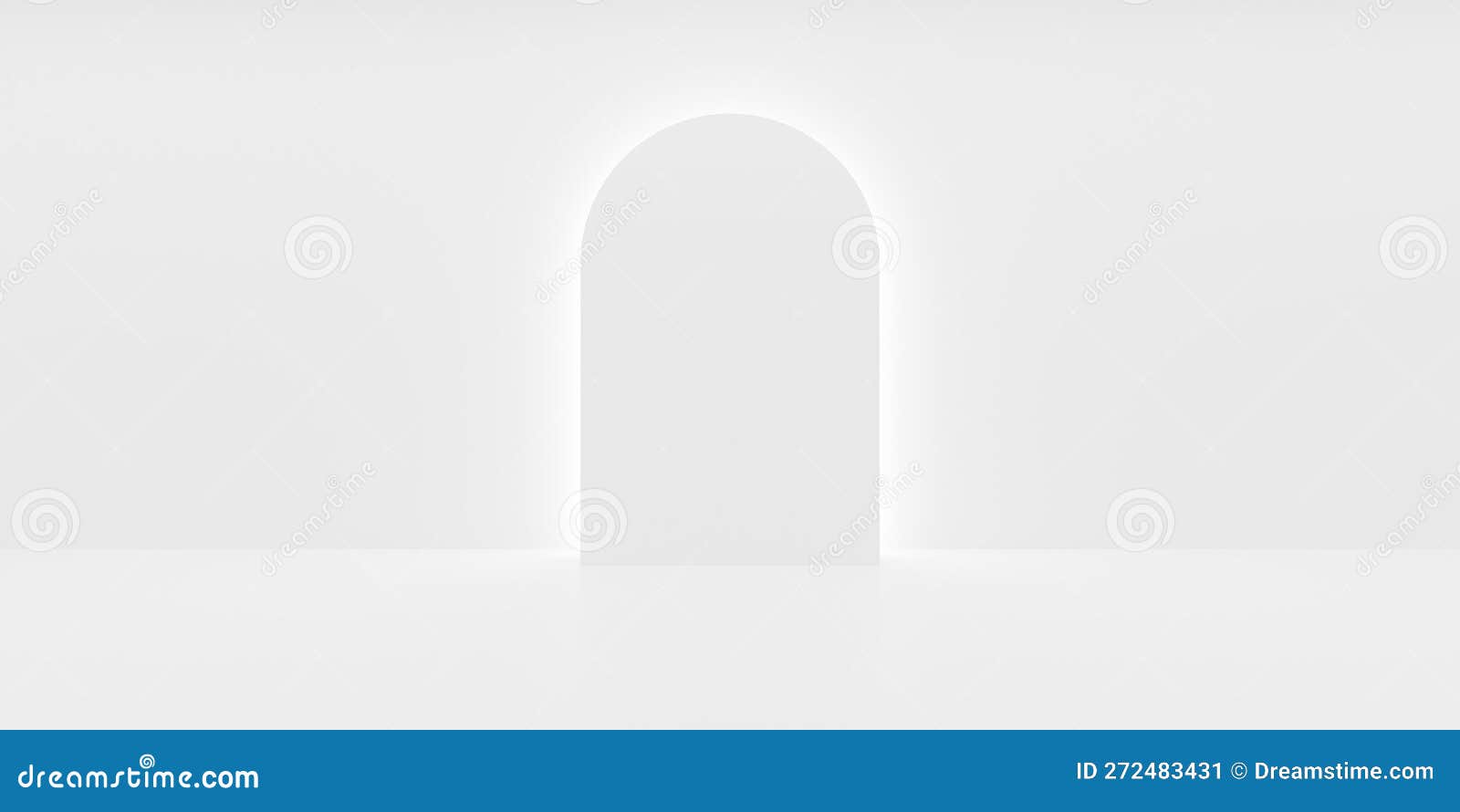 White Empty, Blank, Clean Room with Round Frame Shaped Backlit ...