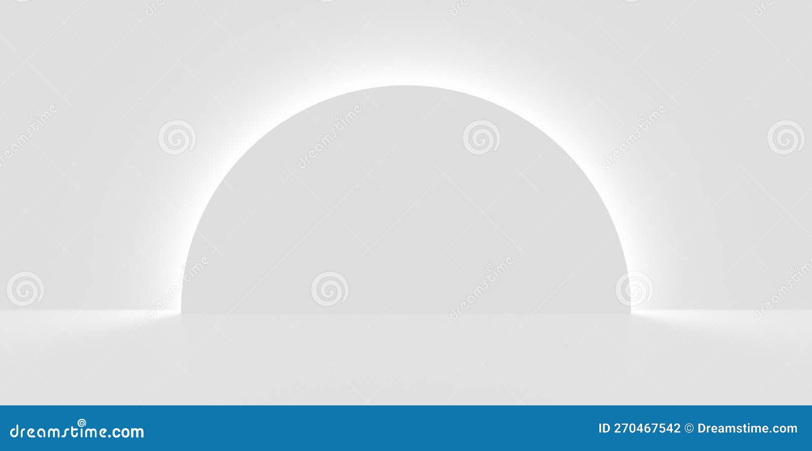 White Empty, Blank, Clean Room with Semi-circle Shaped Backlit ...