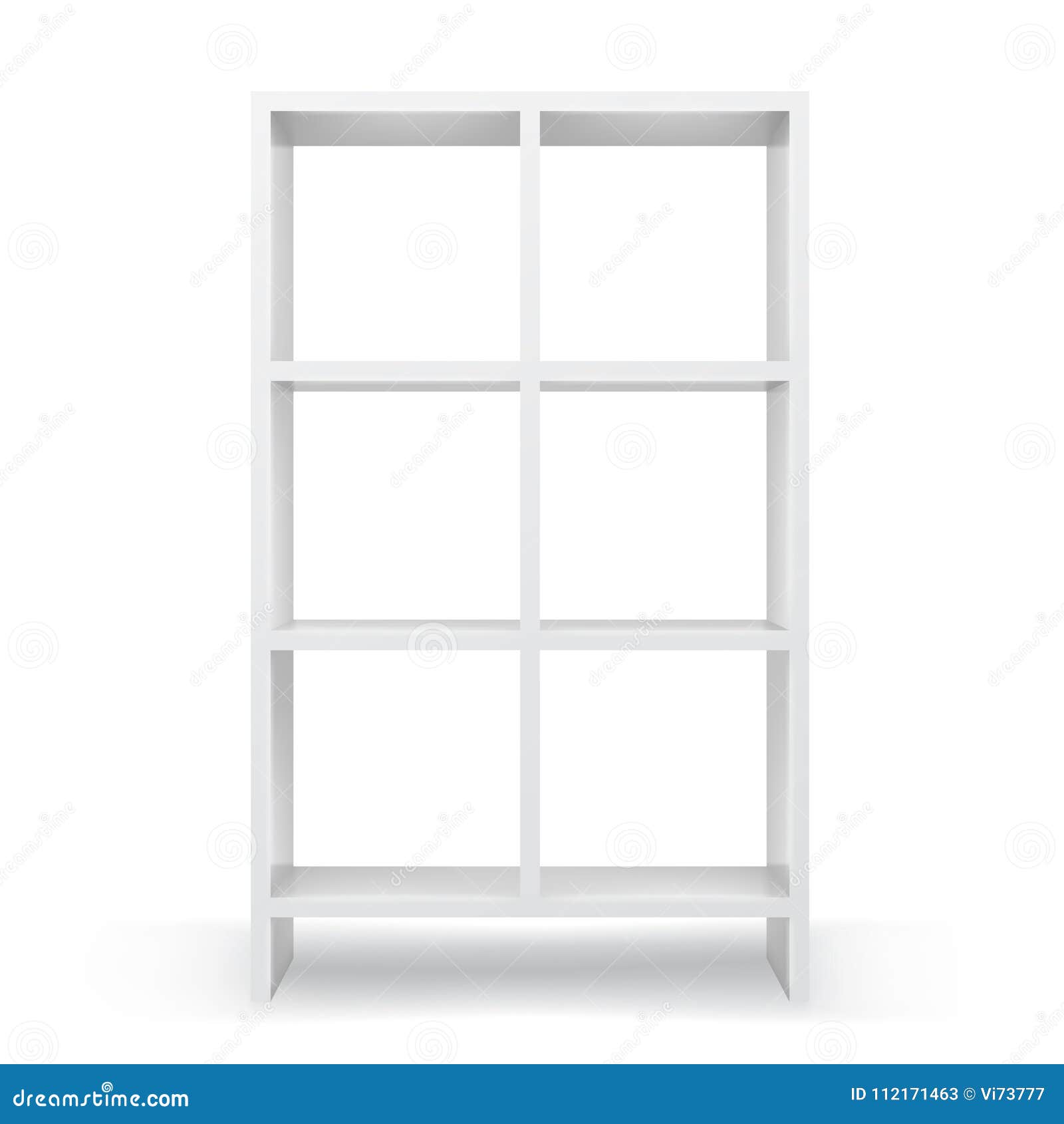 White Empty Bookcase Template. Realistic Isolated Vector. Stock Vector ...