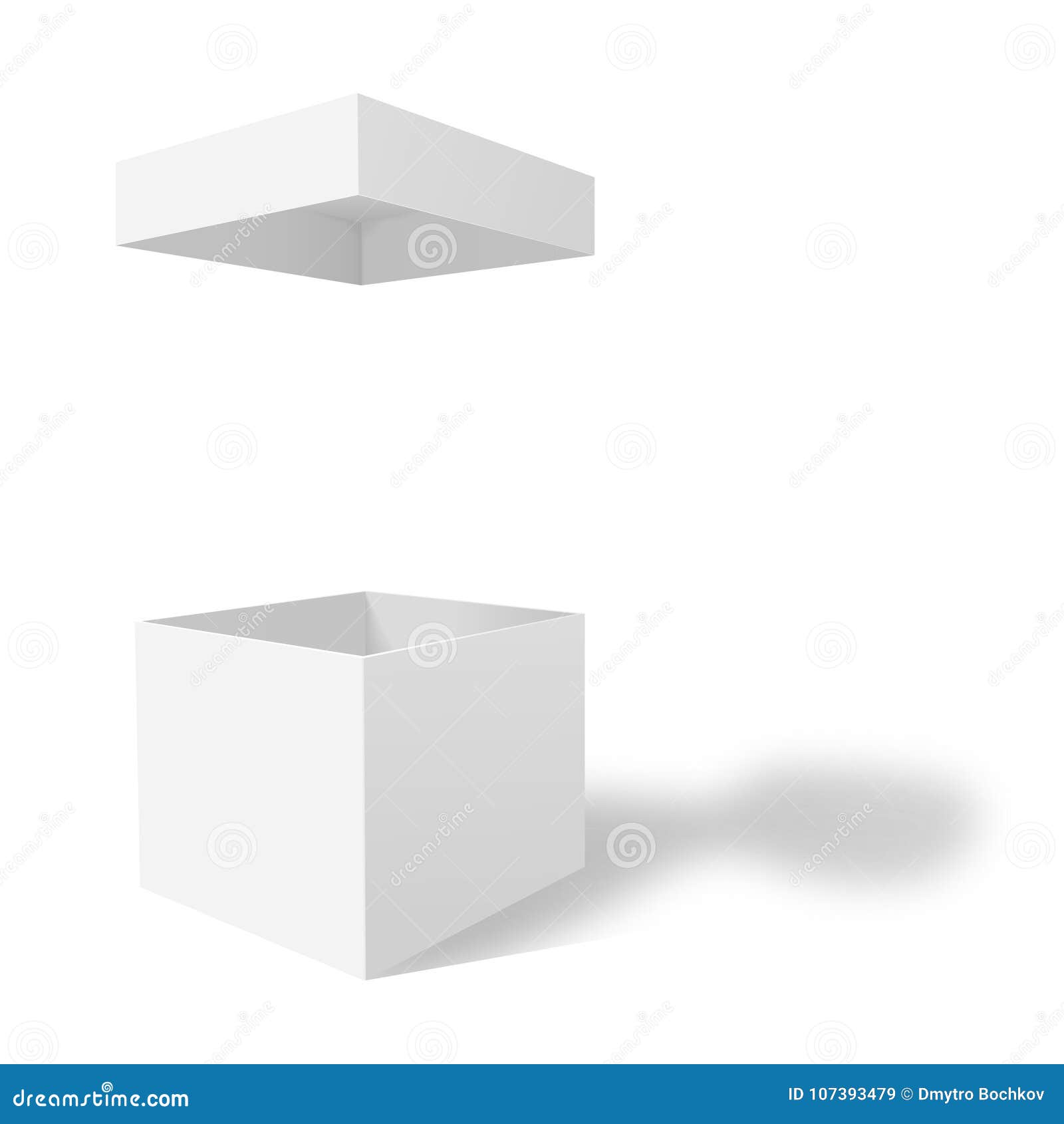 White Empty Box with an Open Lid Isolated on a White Background Stock ...