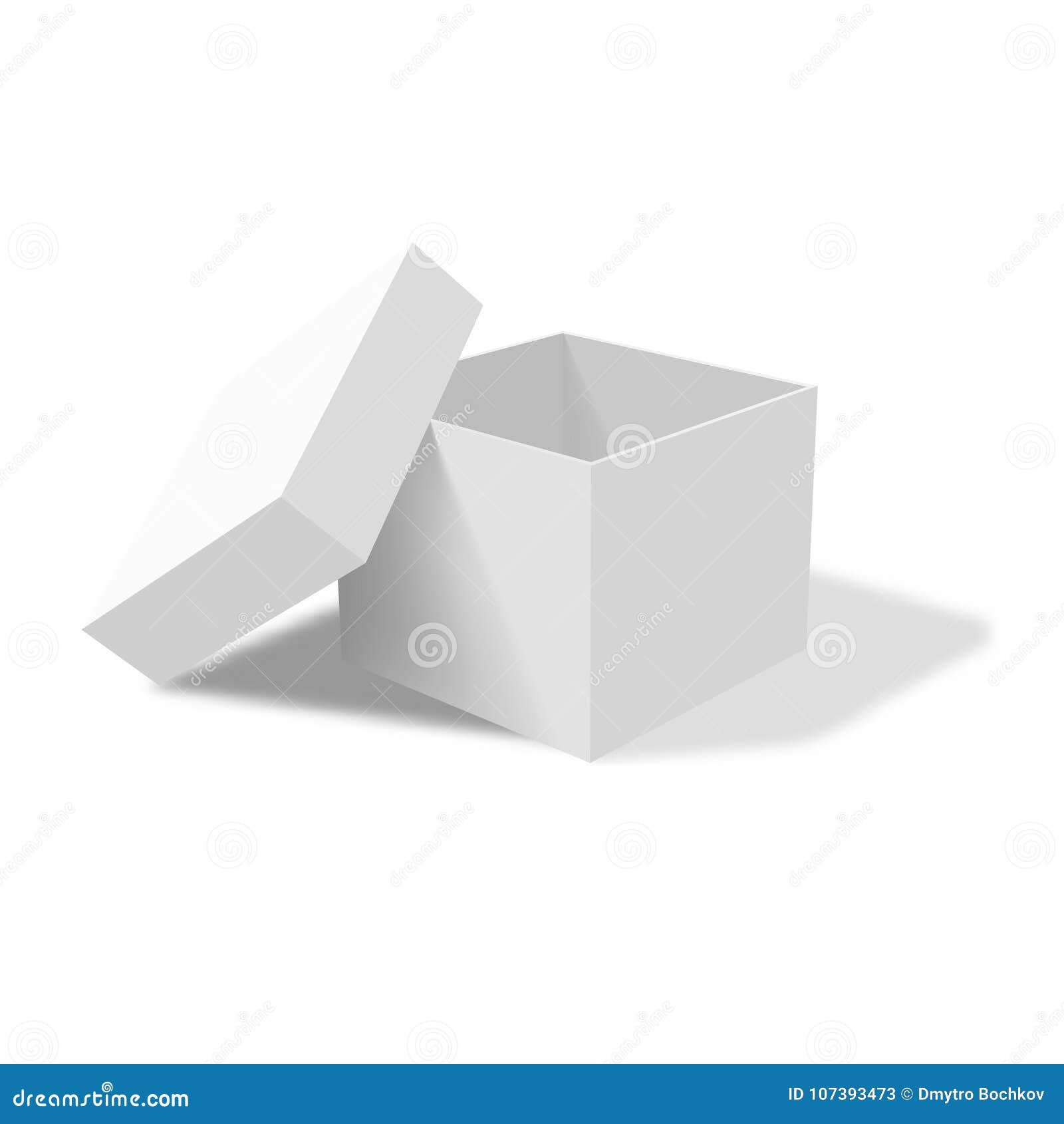 White Empty Box with an Open Lid Isolated on a White Background Stock ...