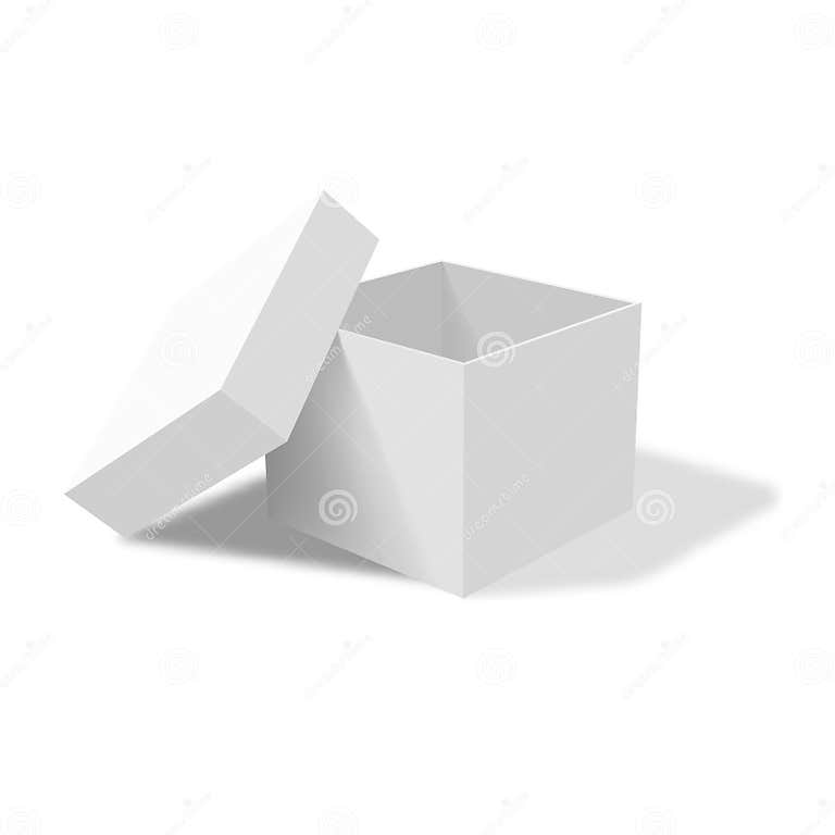 White Empty Box with an Open Lid Isolated on a White Background Stock ...