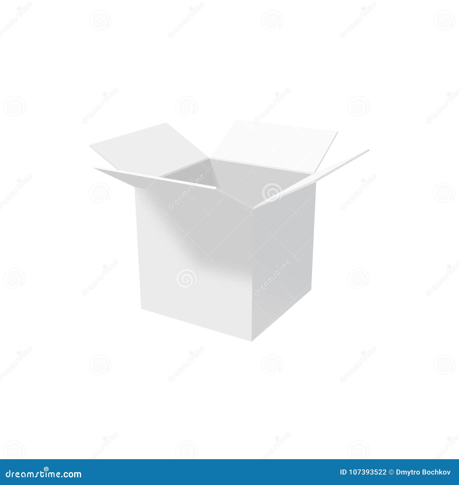 White Empty Box with an Open Lid Isolated on a White Background Stock ...