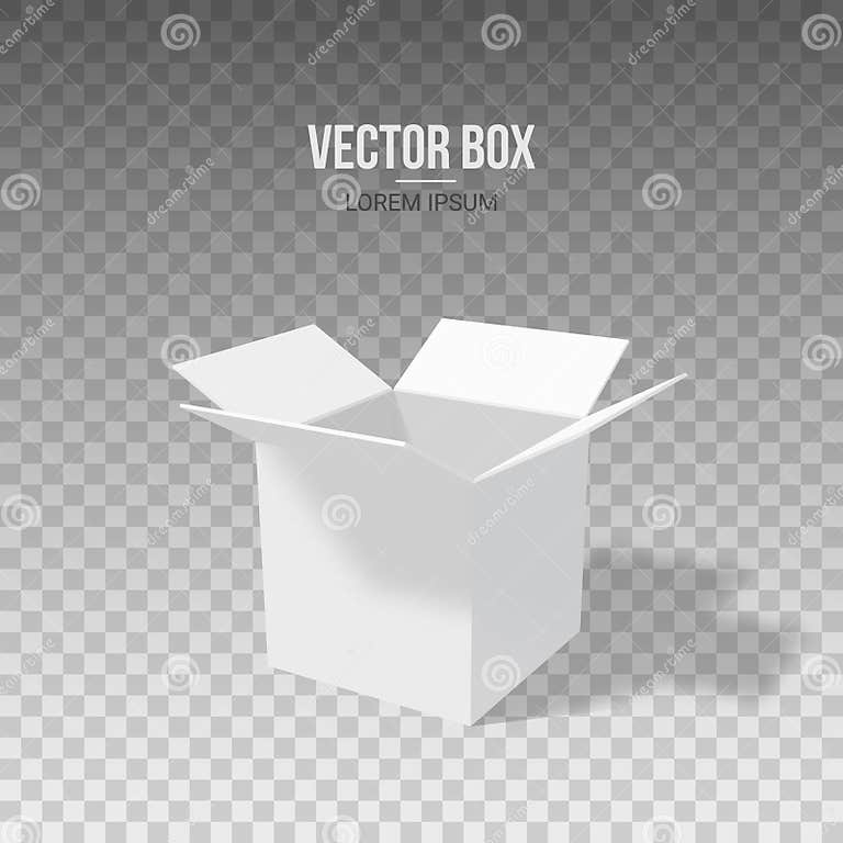 White Empty Box with an Open Lid on a Transparent Background Stock ...