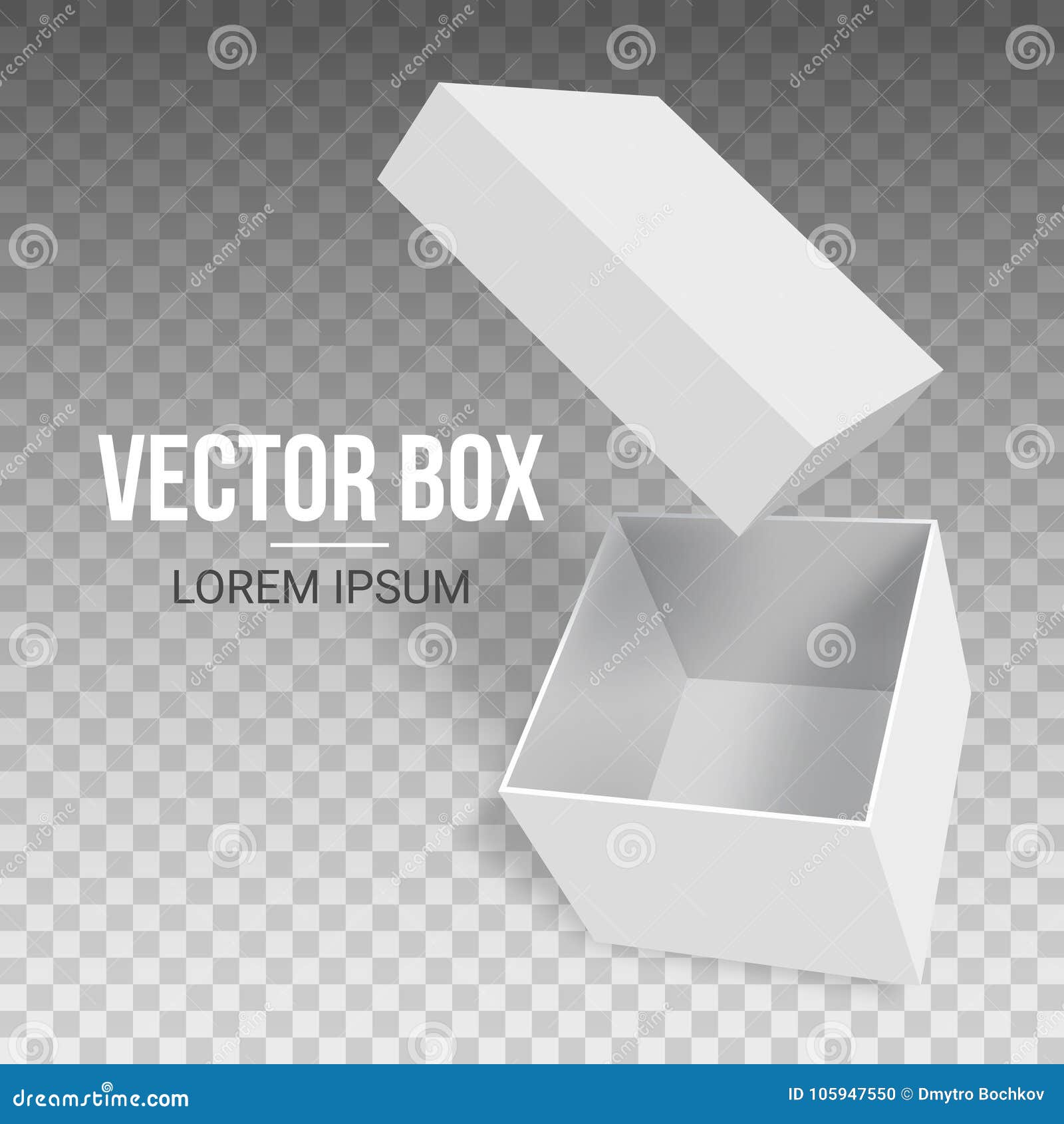 White Empty Box with an Open Lid on a Transparent Background Stock ...