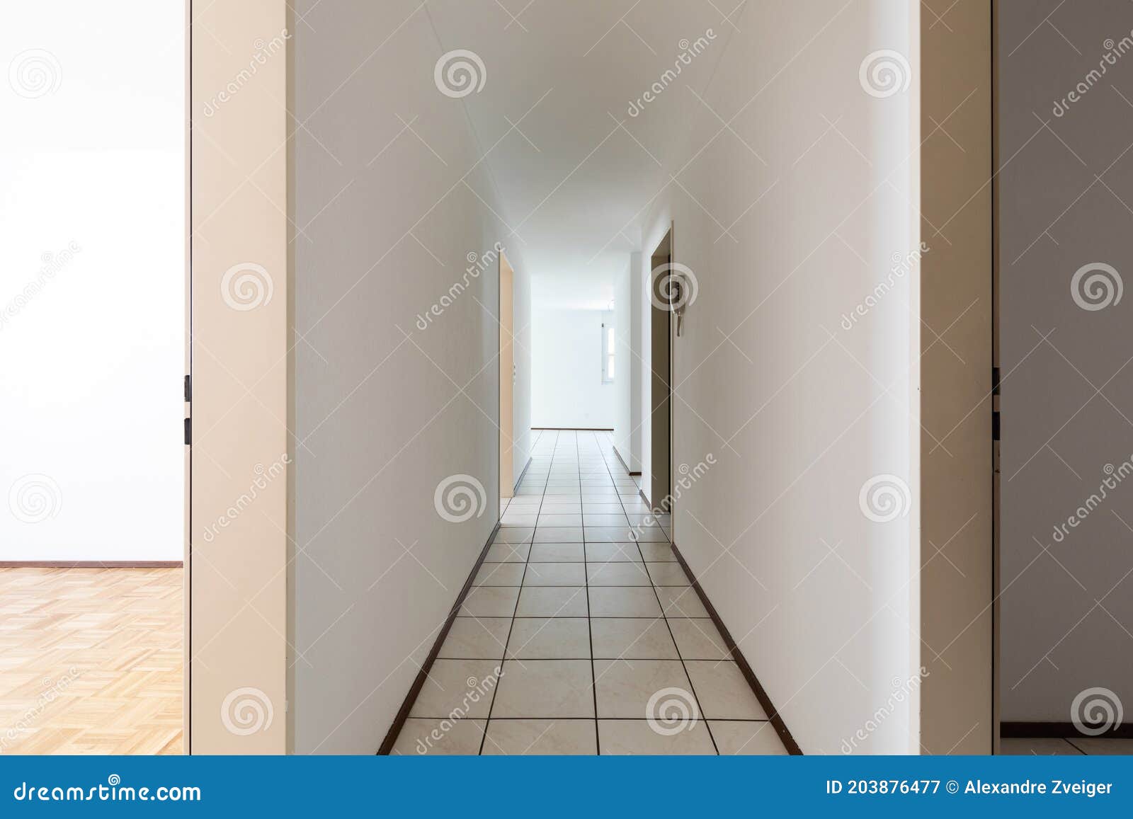 White Empty Corridor with Tile Stock Image - Image of tile, copy: 203876477