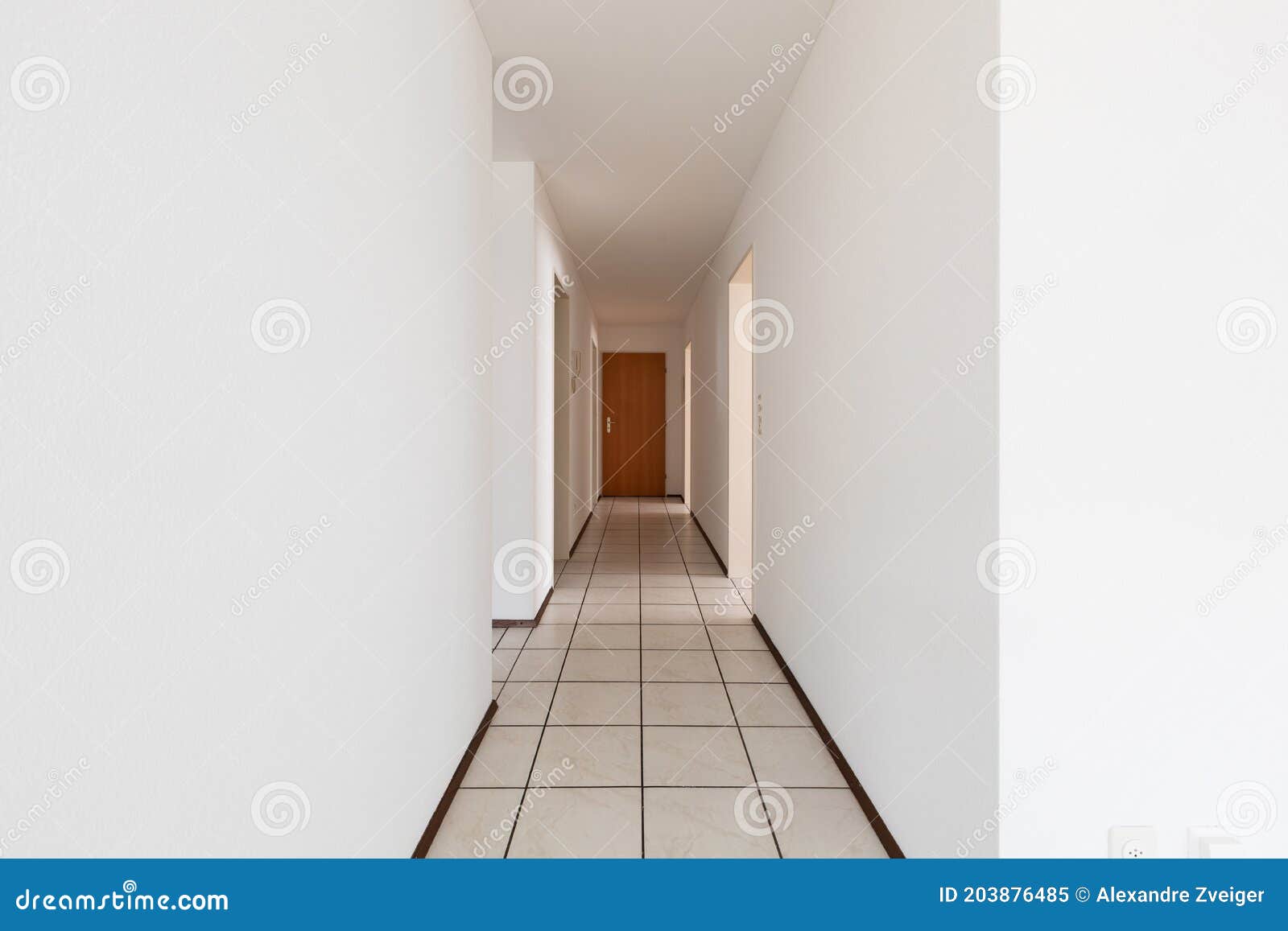 White Empty Corridor with Tile Stock Image - Image of home, aisle ...