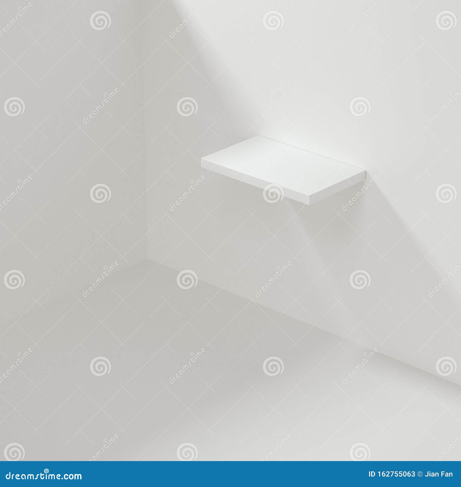 White Empty Cube Shelf in the Empty Room, 3d Rendering Stock ...