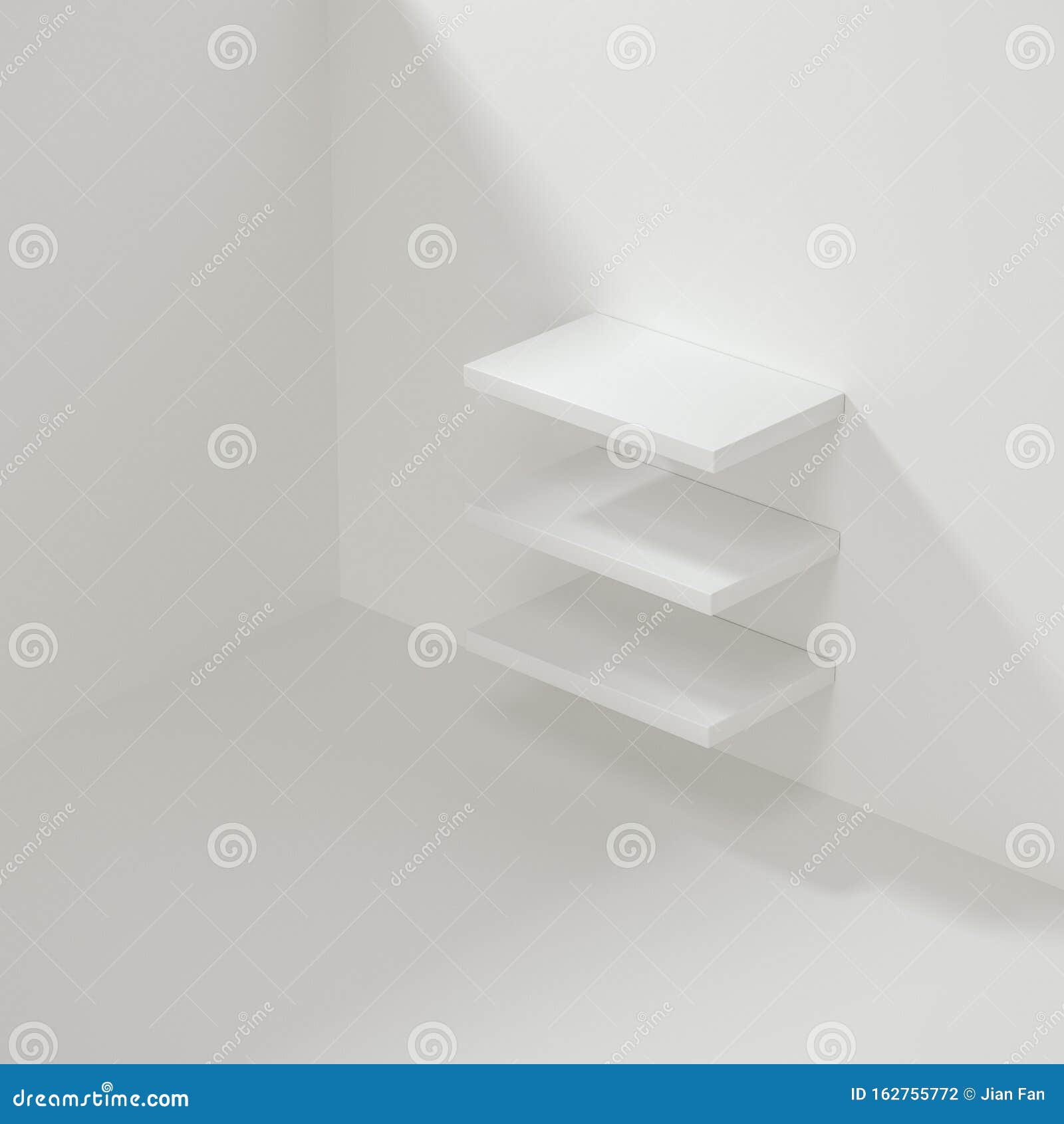 White Empty Cube Shelf in the Empty Room, 3d Rendering Stock ...