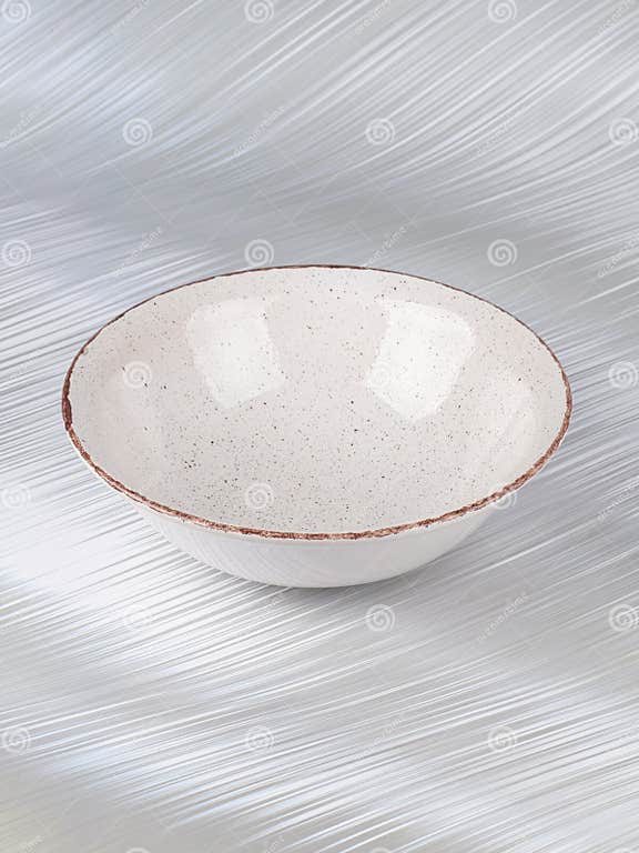 White Empty Deep Clay Plate with a Spoon Stock Photo - Image of ...