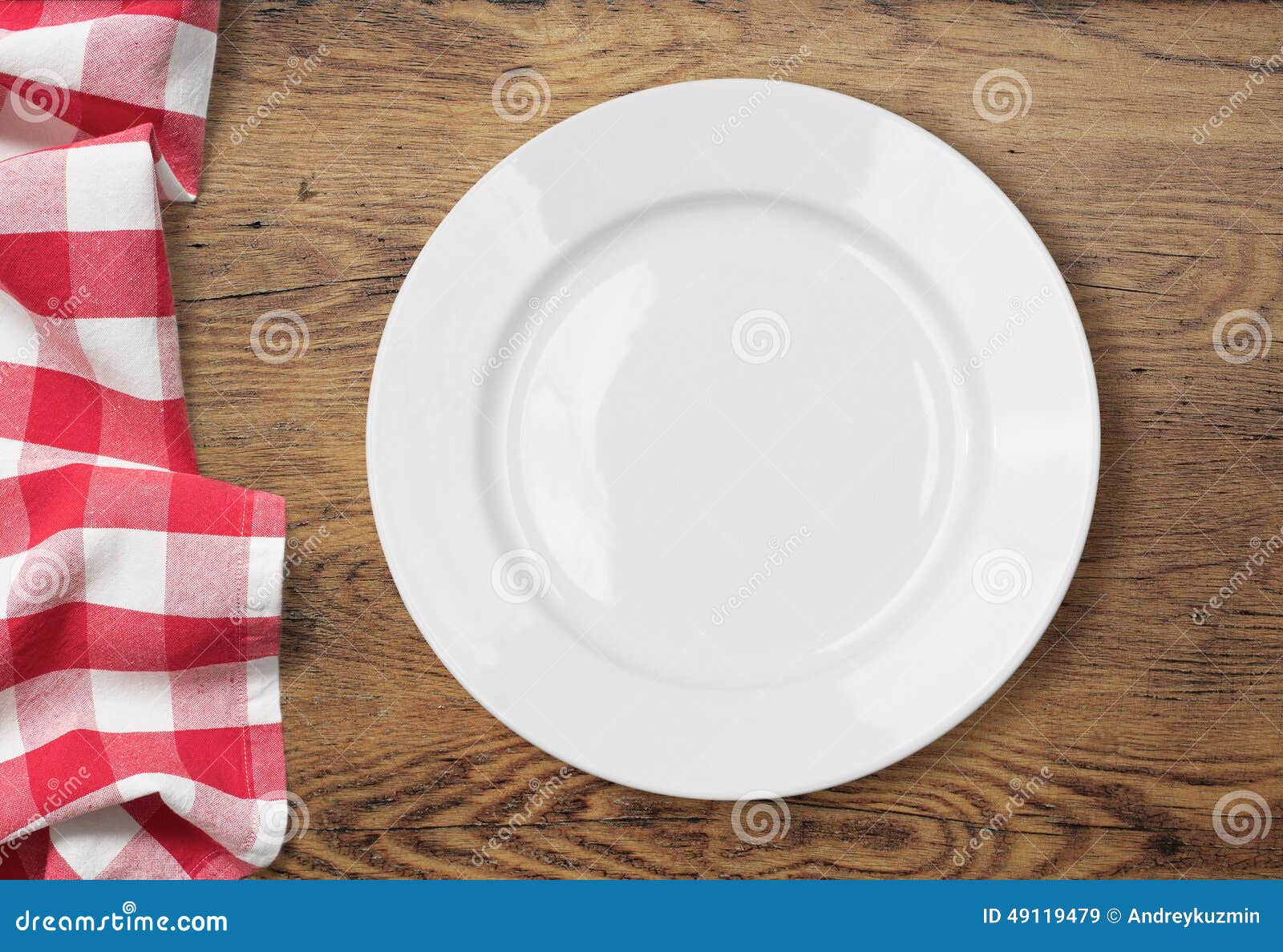 White Empty Dinner Plate Setting on Wooden Table Stock Image - Image of ...