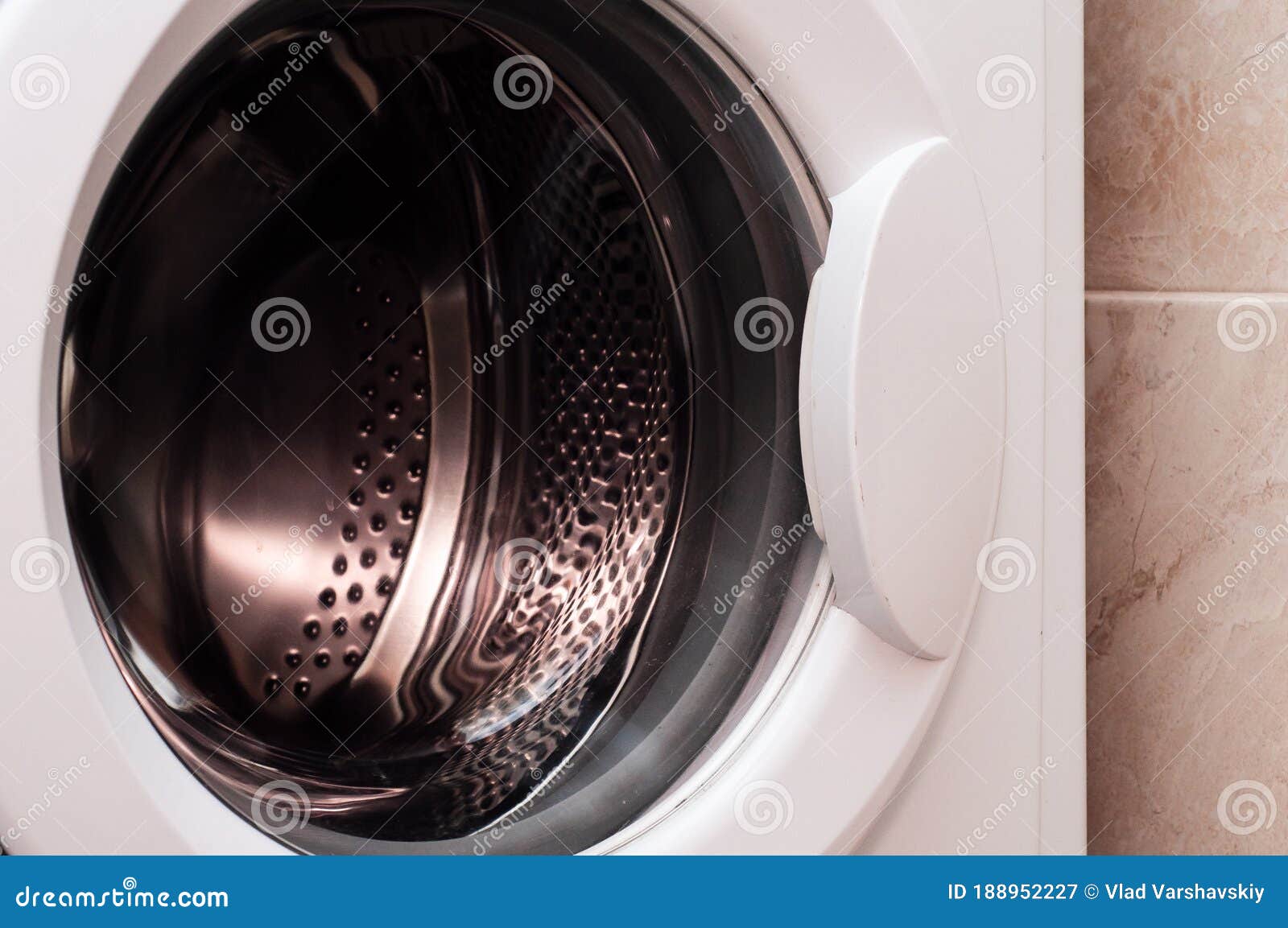 White Empty Drum Washing Machine with Side Loading Stock Image - Image ...