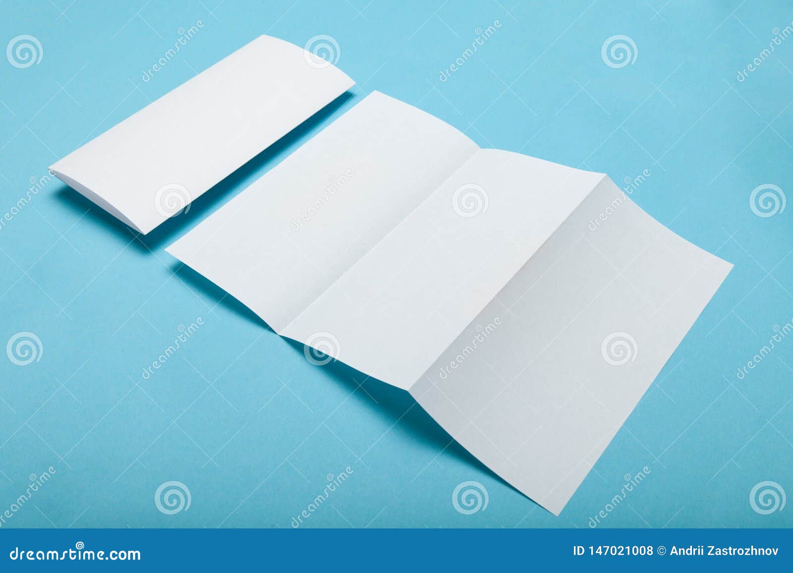 White Empty Fold Leaflet Tri Fold DL Flyer Brochure, Mockup Stock Photo ...