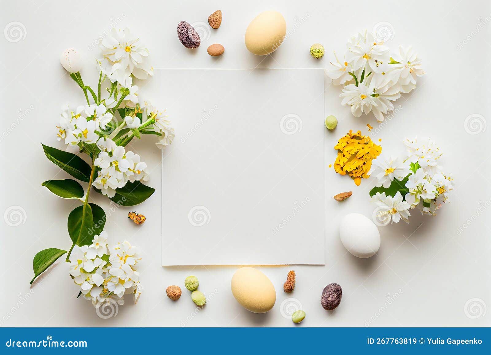 White Empty Frame Beautiful Gorgeous Flowers Arrangement on White ...