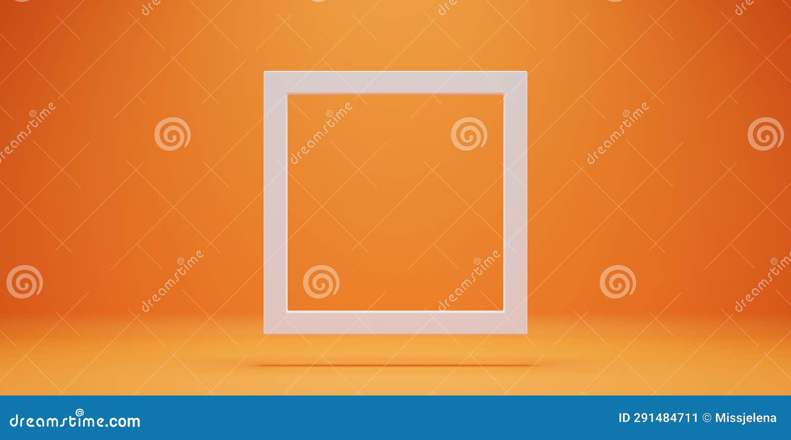 White Empty Frame in Orange Solid Color Studio Scene White Lights ...