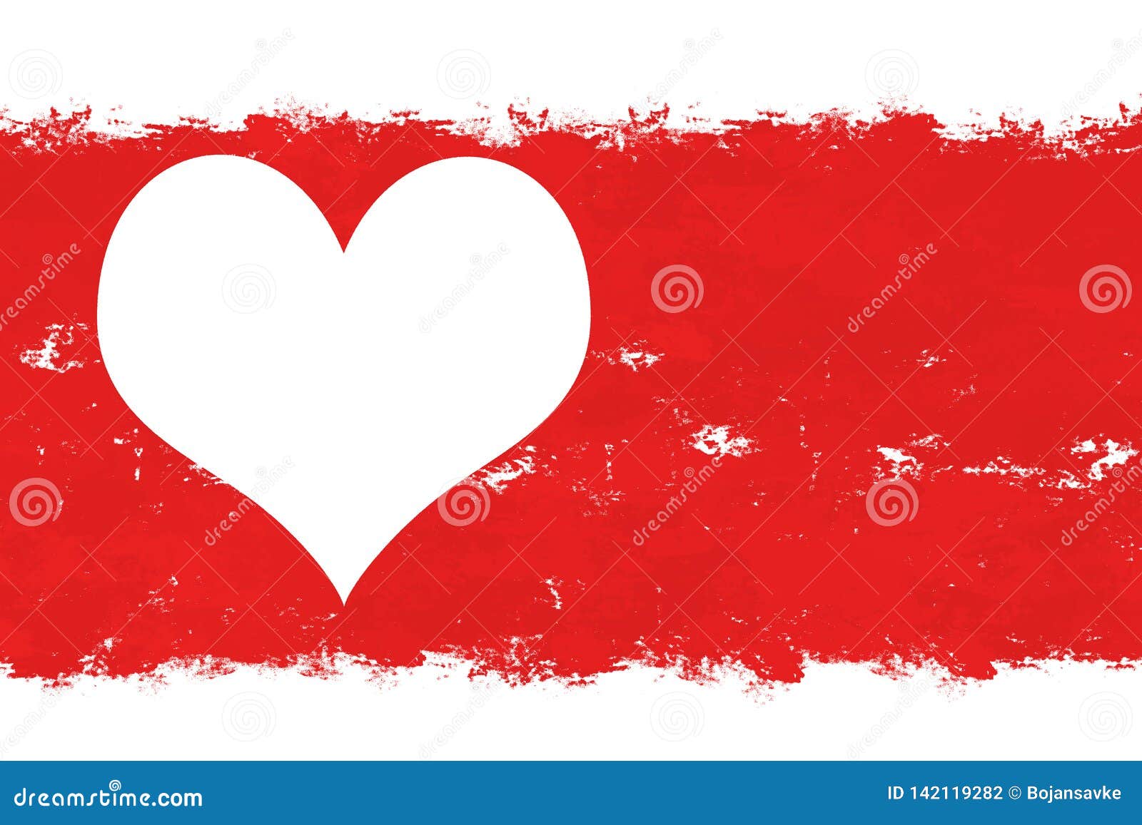 White Empty Heart with Copy Space on the Left Side Against Red Painted ...