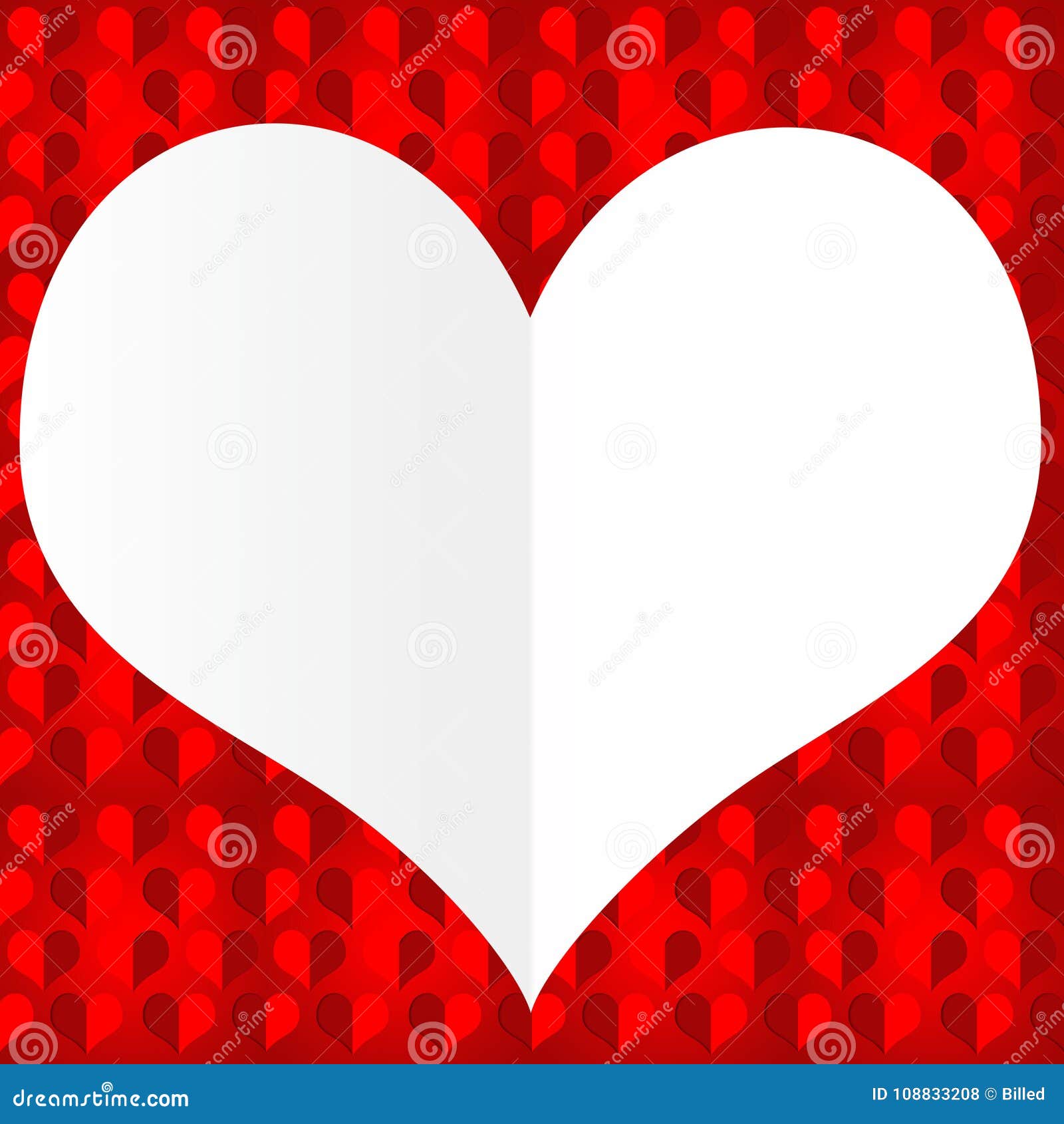 White Empty Heart Shape on a Red Background Stock Illustration ...