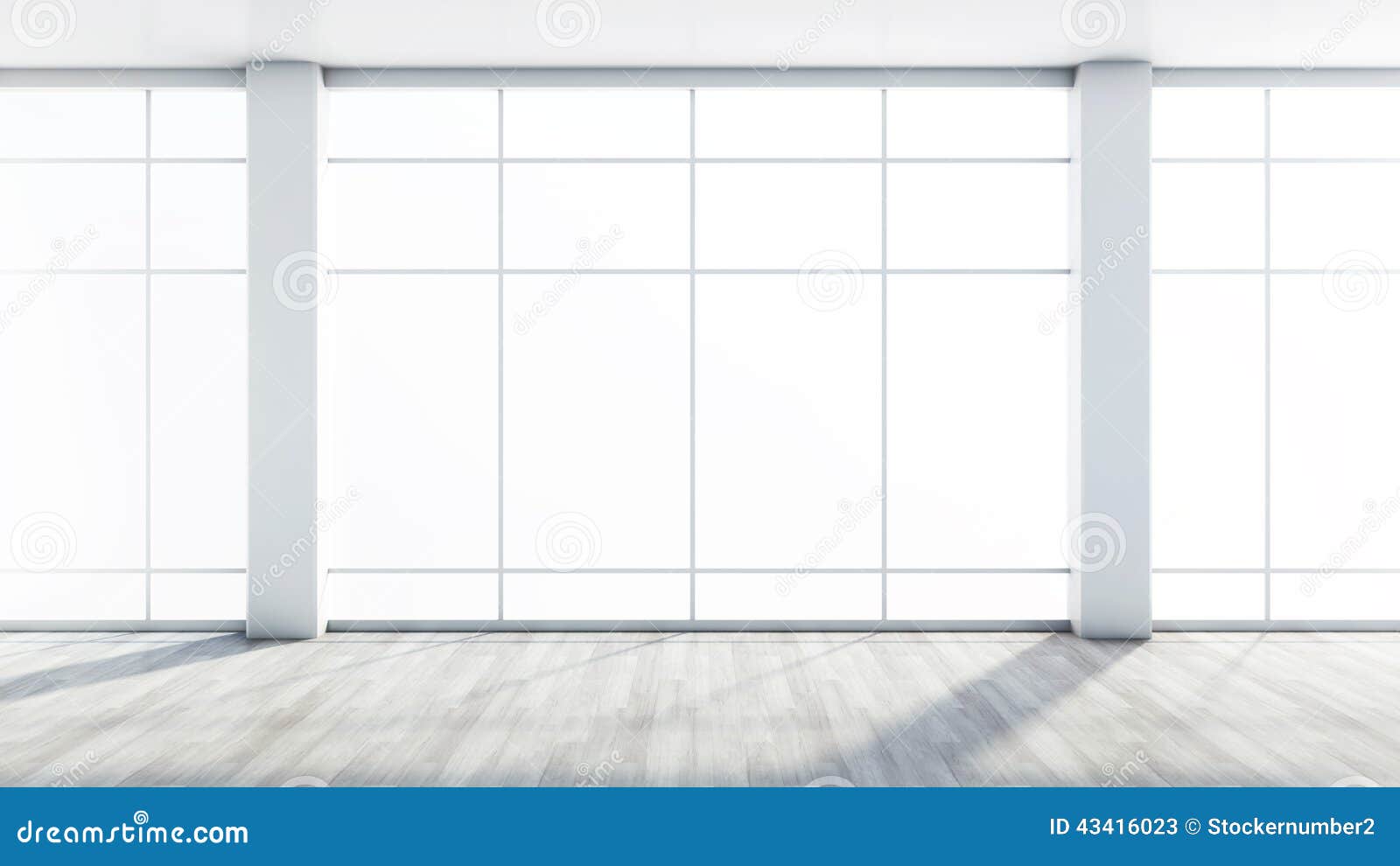 White Empty Interior with a Large Window Stock Illustration ...