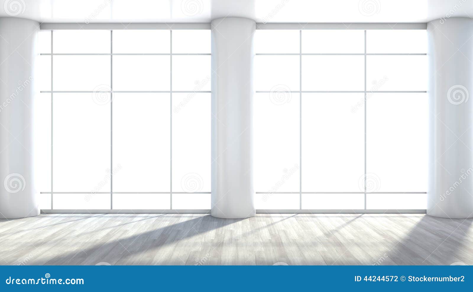 White Empty Interior with Large Window Stock Illustration ...