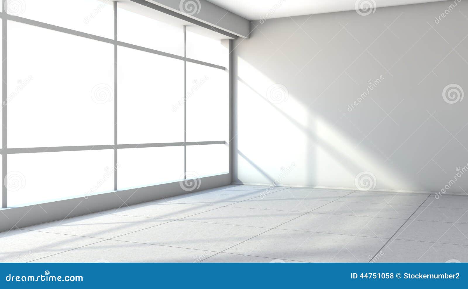 White Empty Interior with Large Window Stock Illustration ...