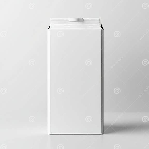 A White, Empty Milk Carton Package on a Gray Background with a Clipping ...