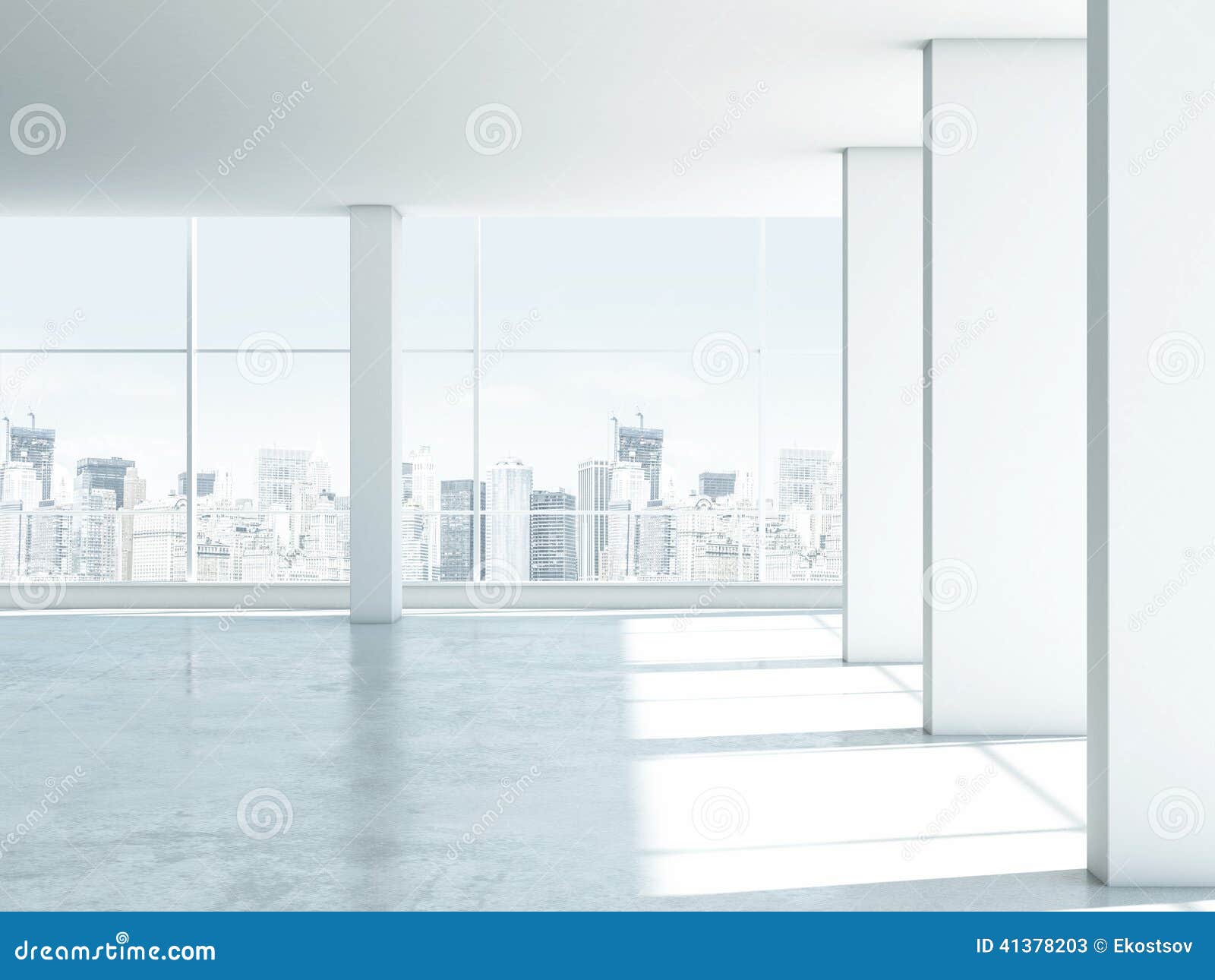 White Empty Office Interior Stock Illustration - Illustration of ...