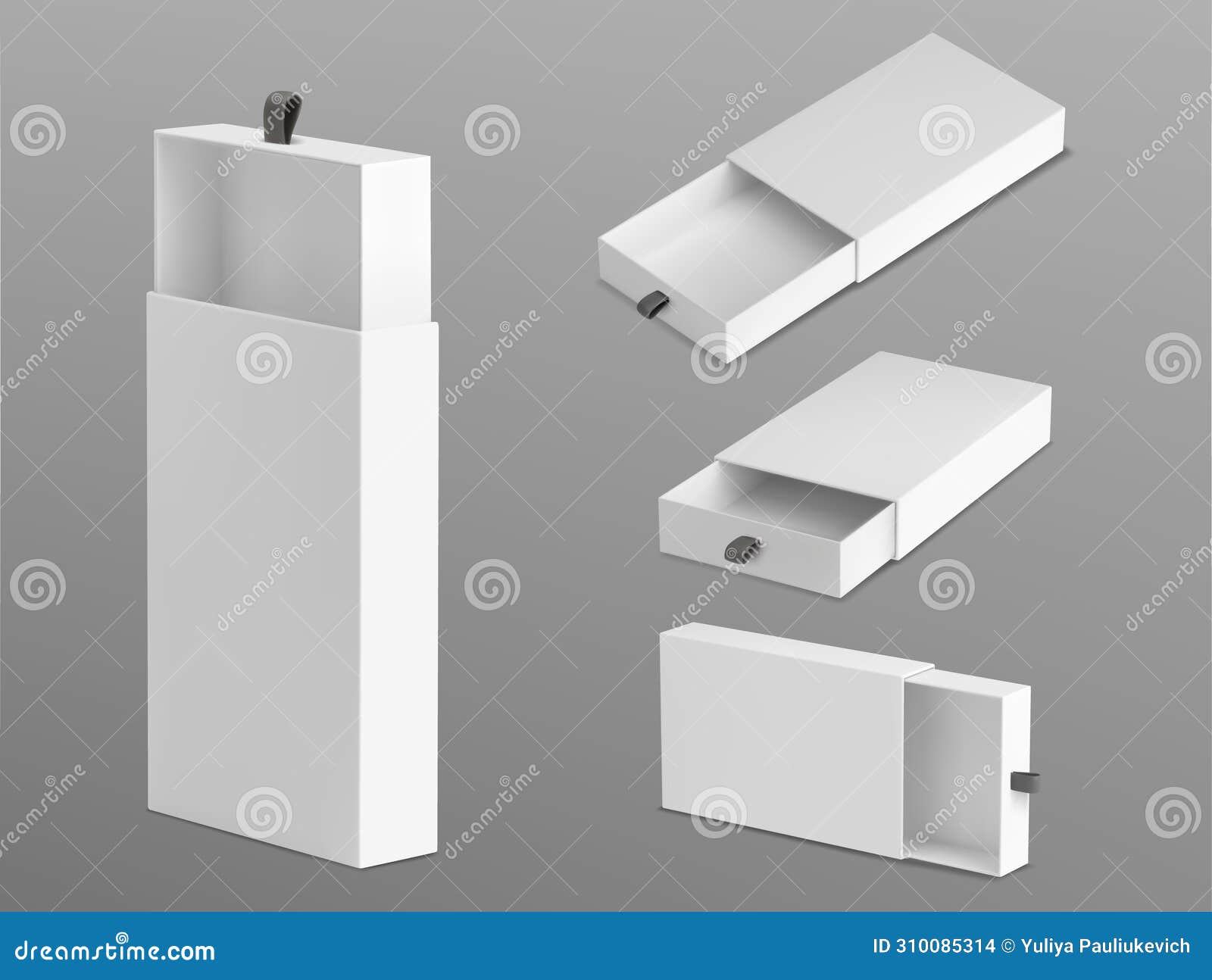White Empty Open Slide Box with Ribbon Puller. Stock Vector ...