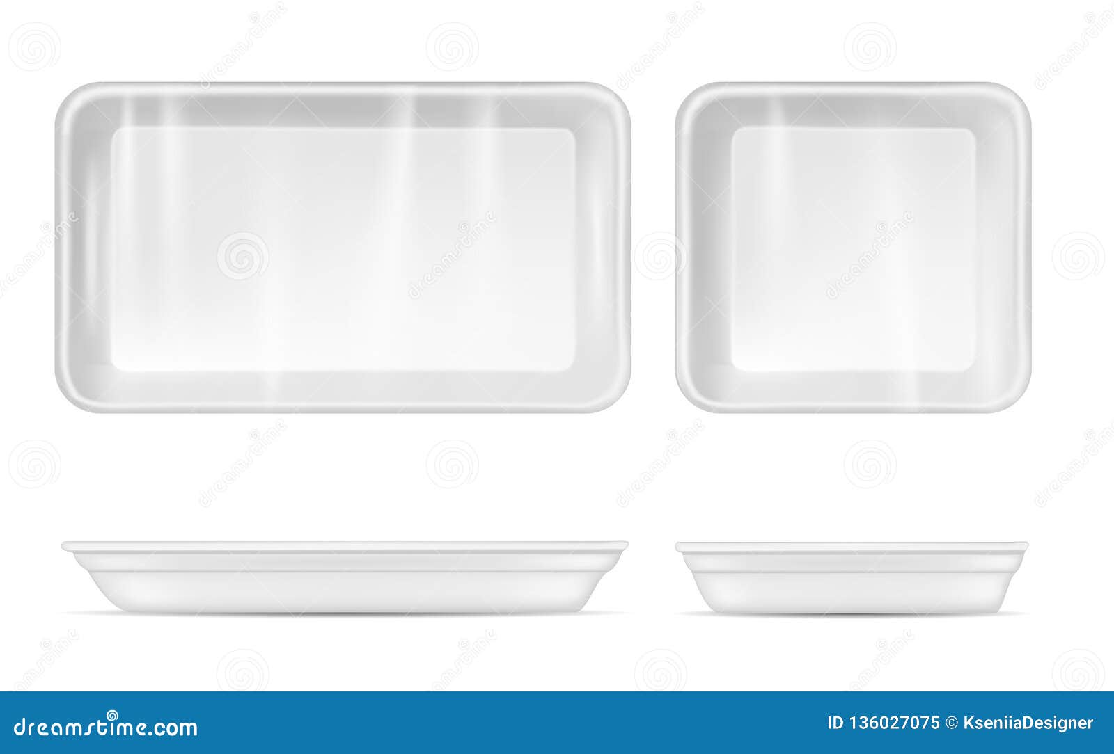 White Empty Plastic Container for Food. Packaging for Meat, Fish and ...
