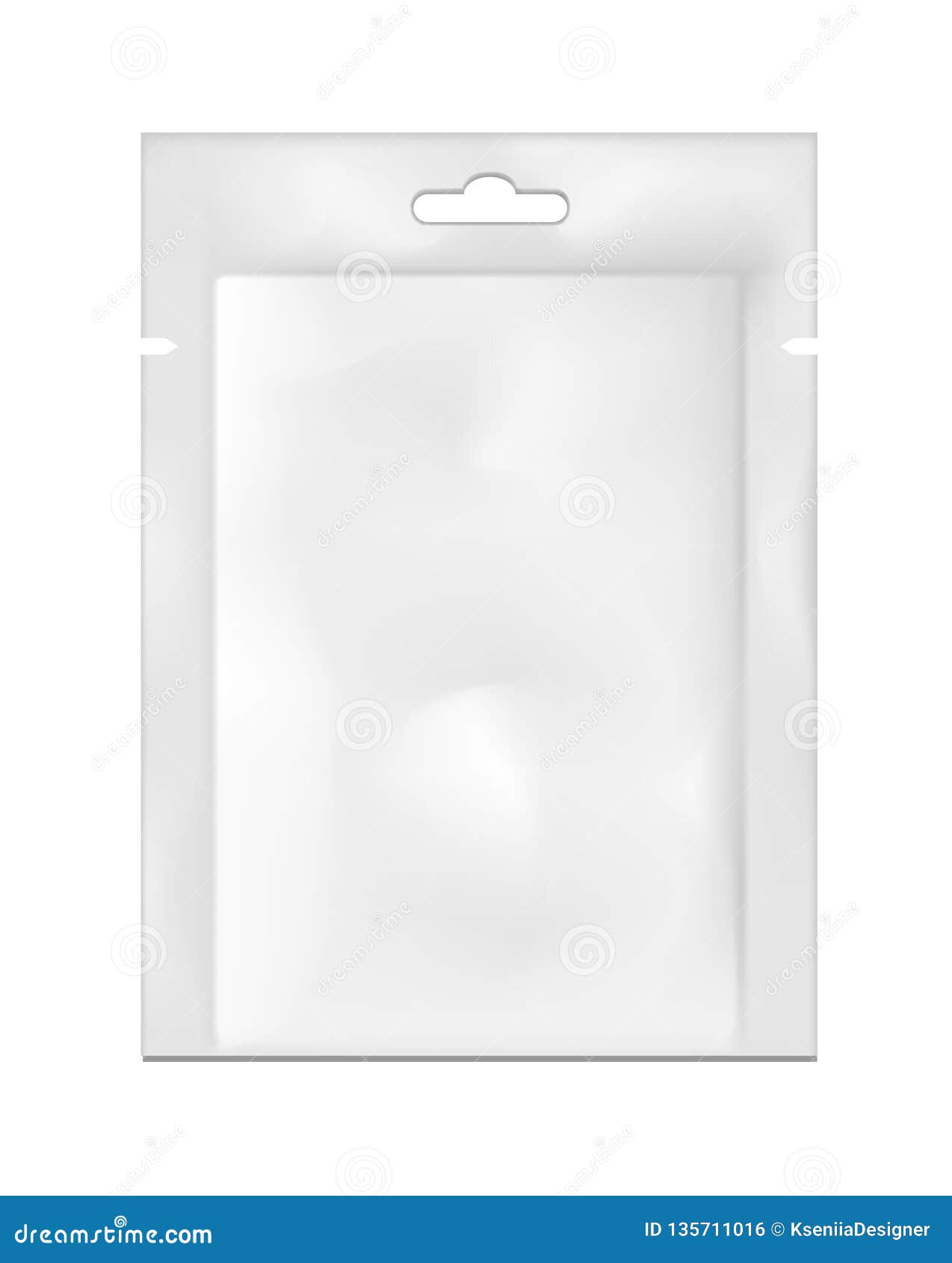 White Empty Plastic Packaging. Blank Foil or Plastic Sachet for Food or ...