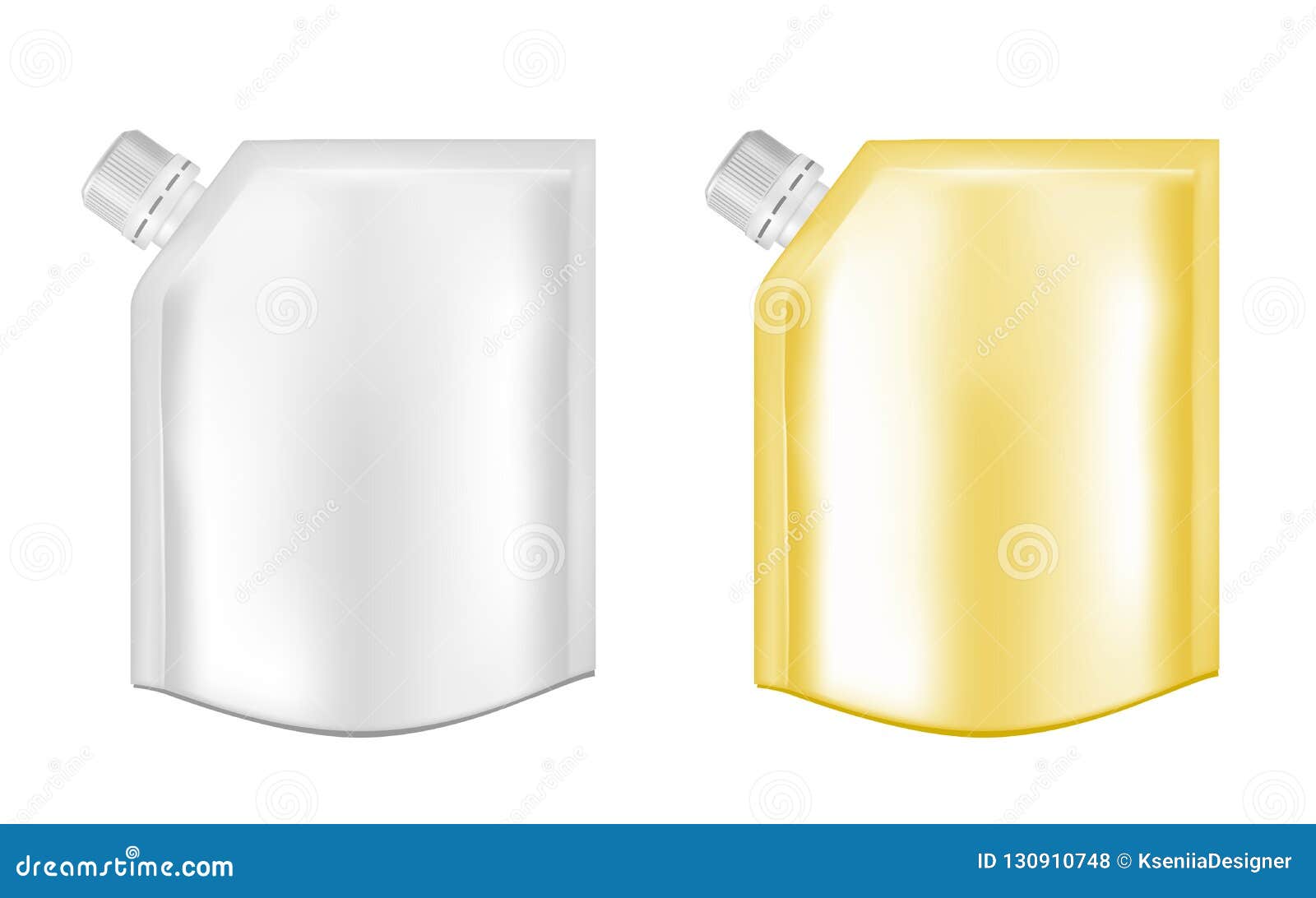 White Empty Plastic Packaging with Cap. Blank Foil Sachet for Food or ...