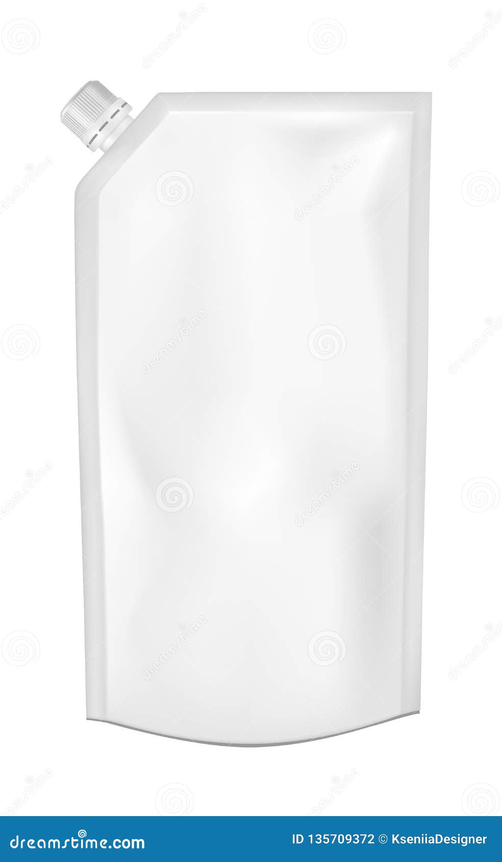 White Empty Plastic Packaging with Cap. Blank Foil Sachet for Food or ...