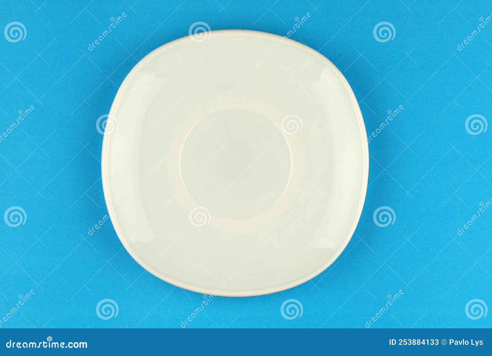 White empty plate on blue stock image. Image of food - 253884133