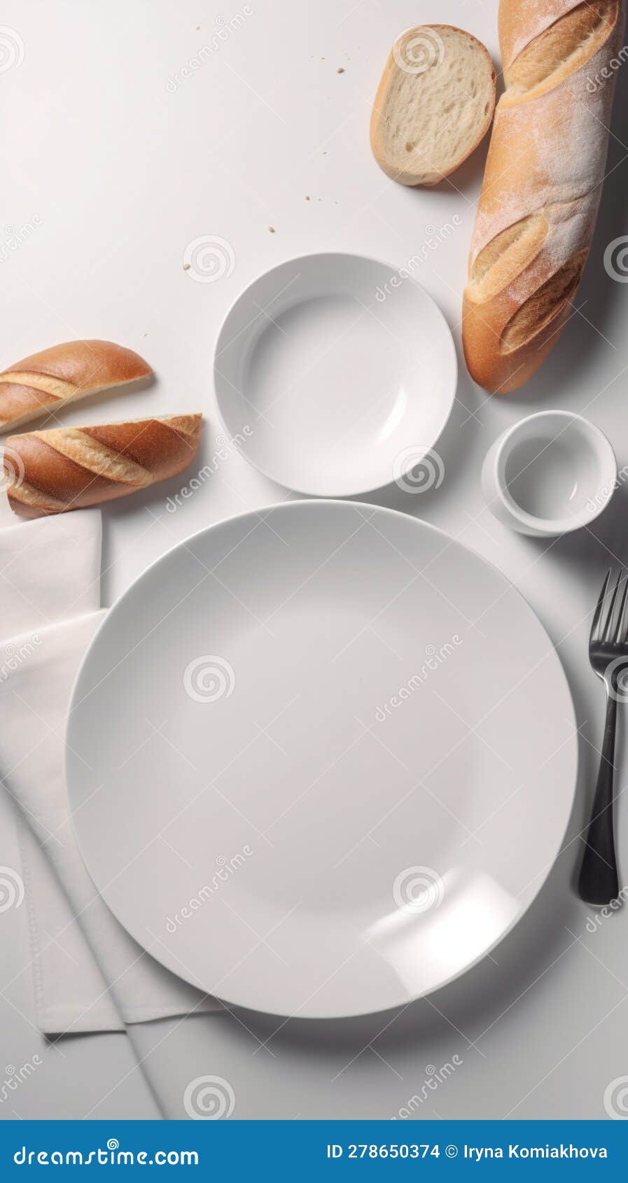 White Empty Plate in the Center Different Bread, Ai Generation Stock ...