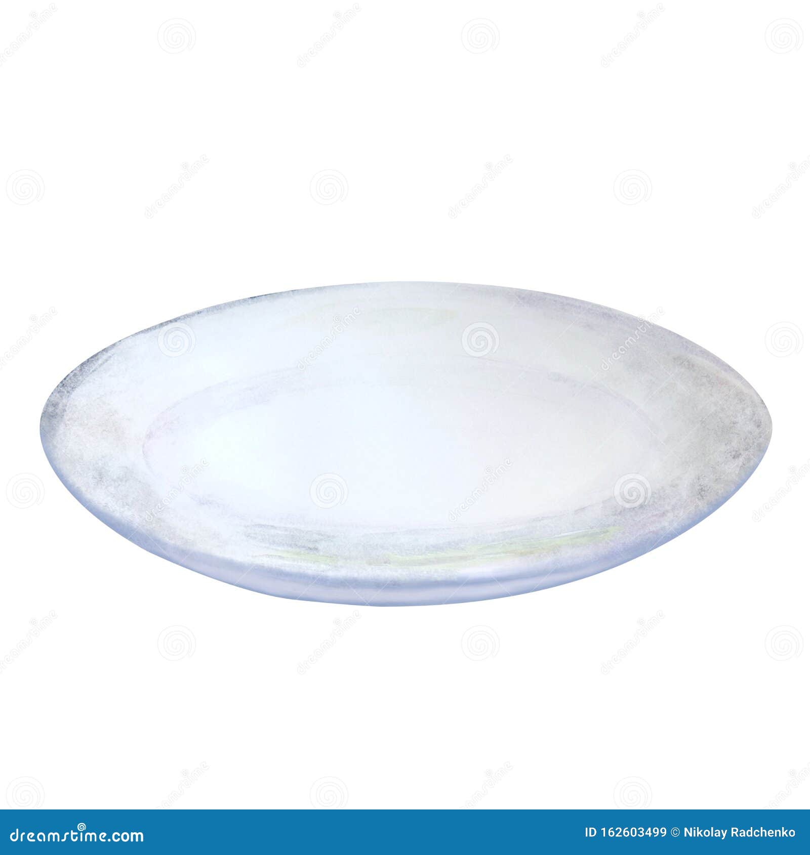 White Empty Plate, Watercolor Stock Illustration - Illustration of ...