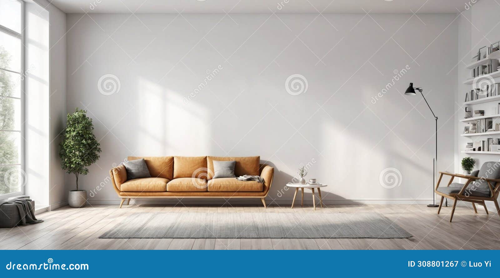 White Empty Reading Room Interior with Copy Space on the Wall. Stock ...