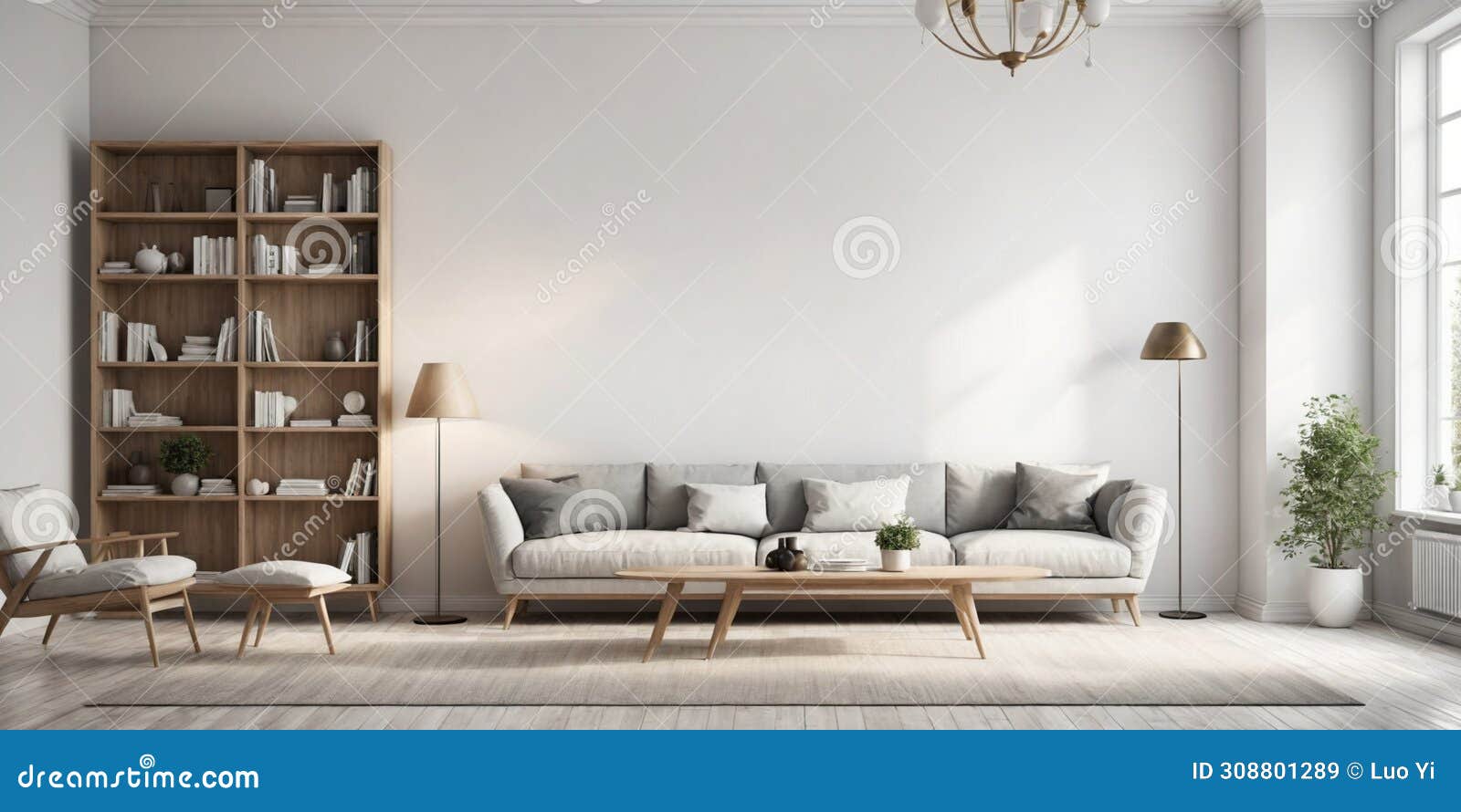 White Empty Reading Room Interior with Copy Space on the Wall. Stock ...