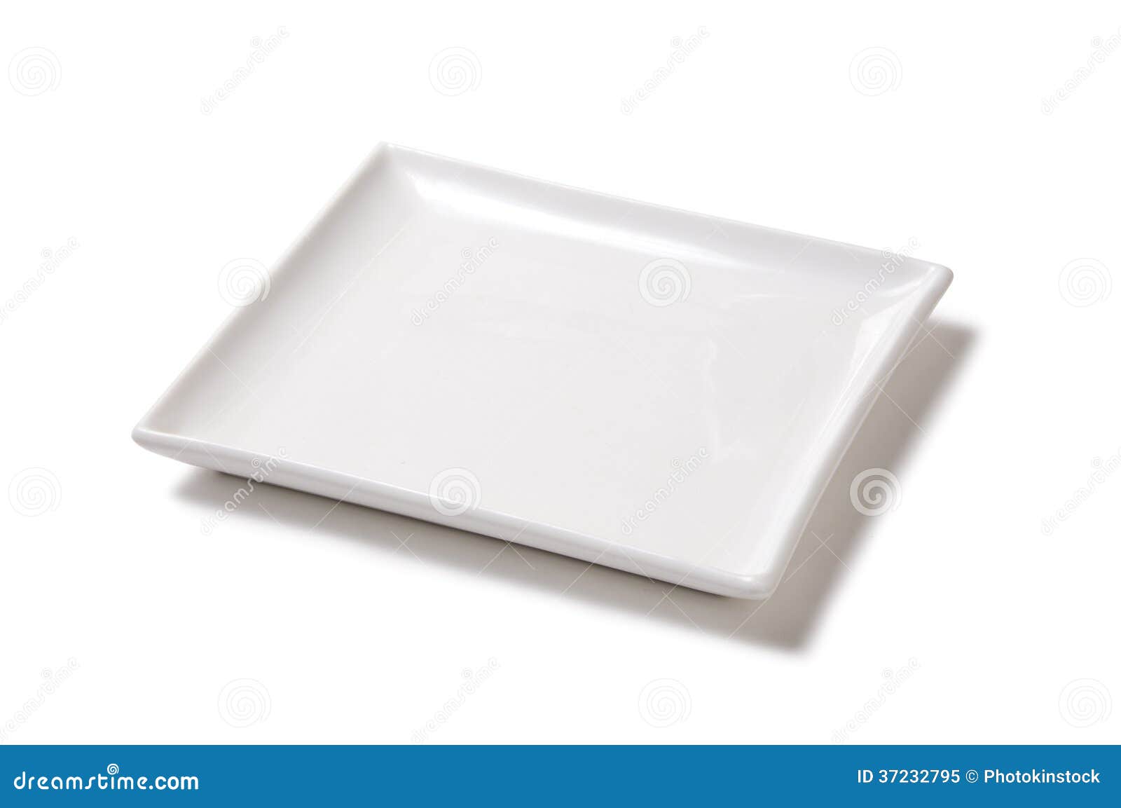 White Empty Rectangular Plate of Porcelain on a White Background Stock ...