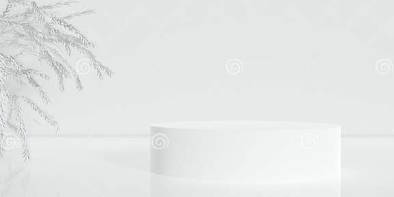 White Empty Room, Blank Round Dais, Podium or Platform Background with ...