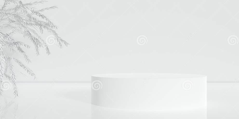 White Empty Room, Blank Round Dais, Podium or Platform Background with ...