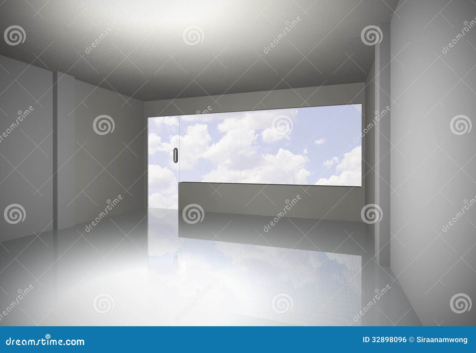 White Empty Room with Clear Sky Stock Illustration - Illustration of ...