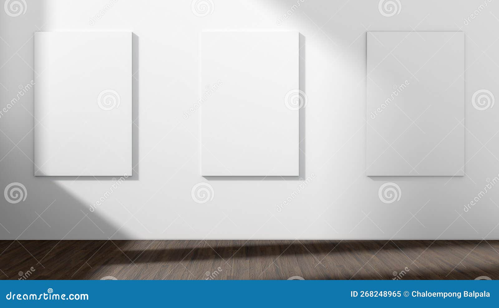White Empty Room with Empty Three Frame. Stock Illustration ...
