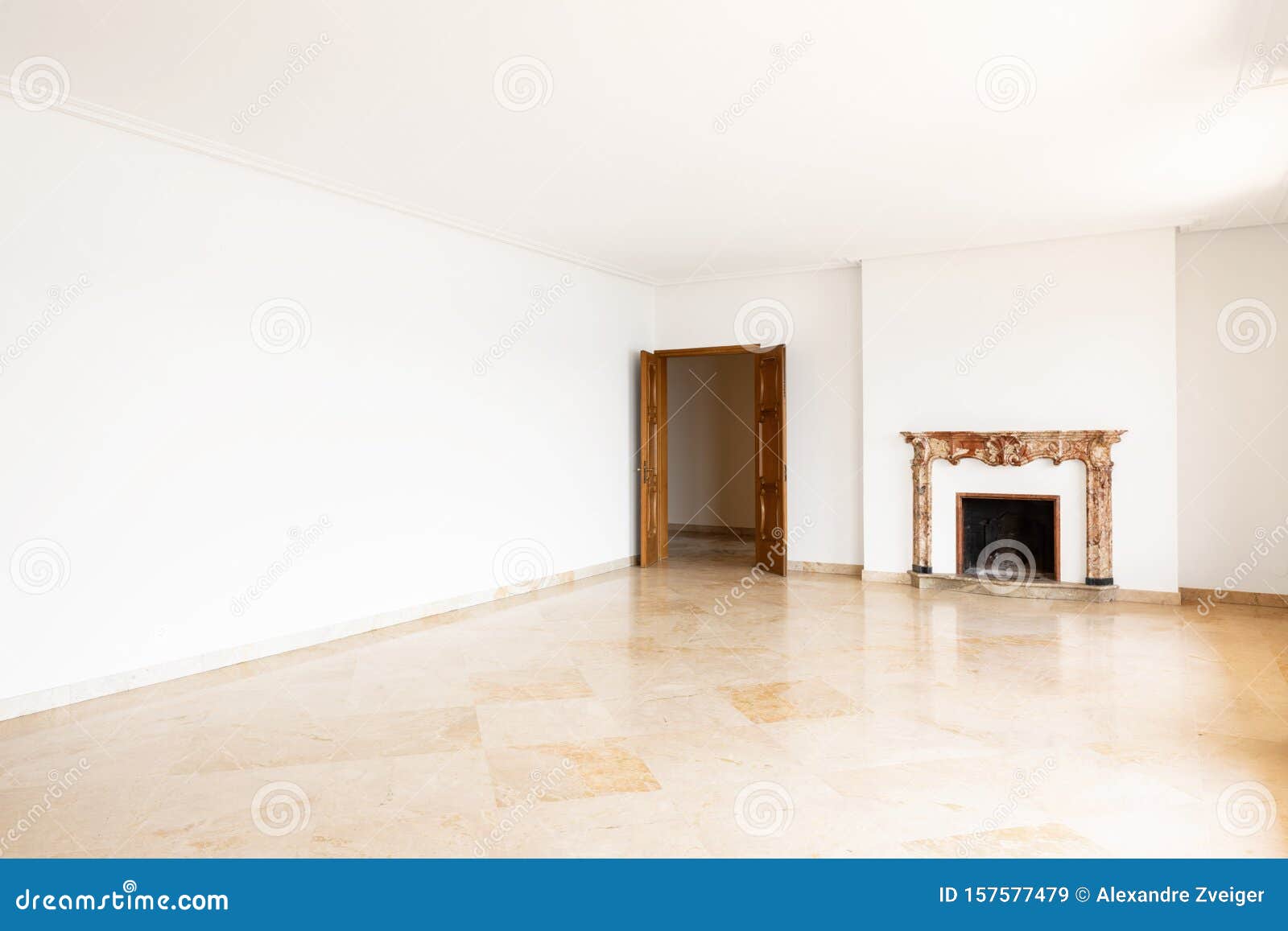 White Empty Room with Fireplace Stock Image - Image of loft, open ...