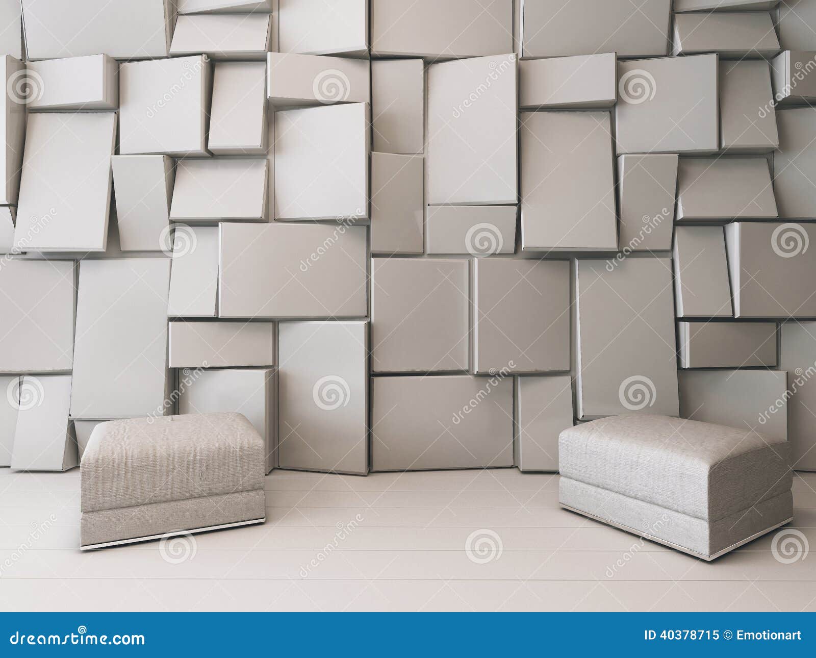 White Empty Room with Rectangular Tiles Stock Image - Image of ...